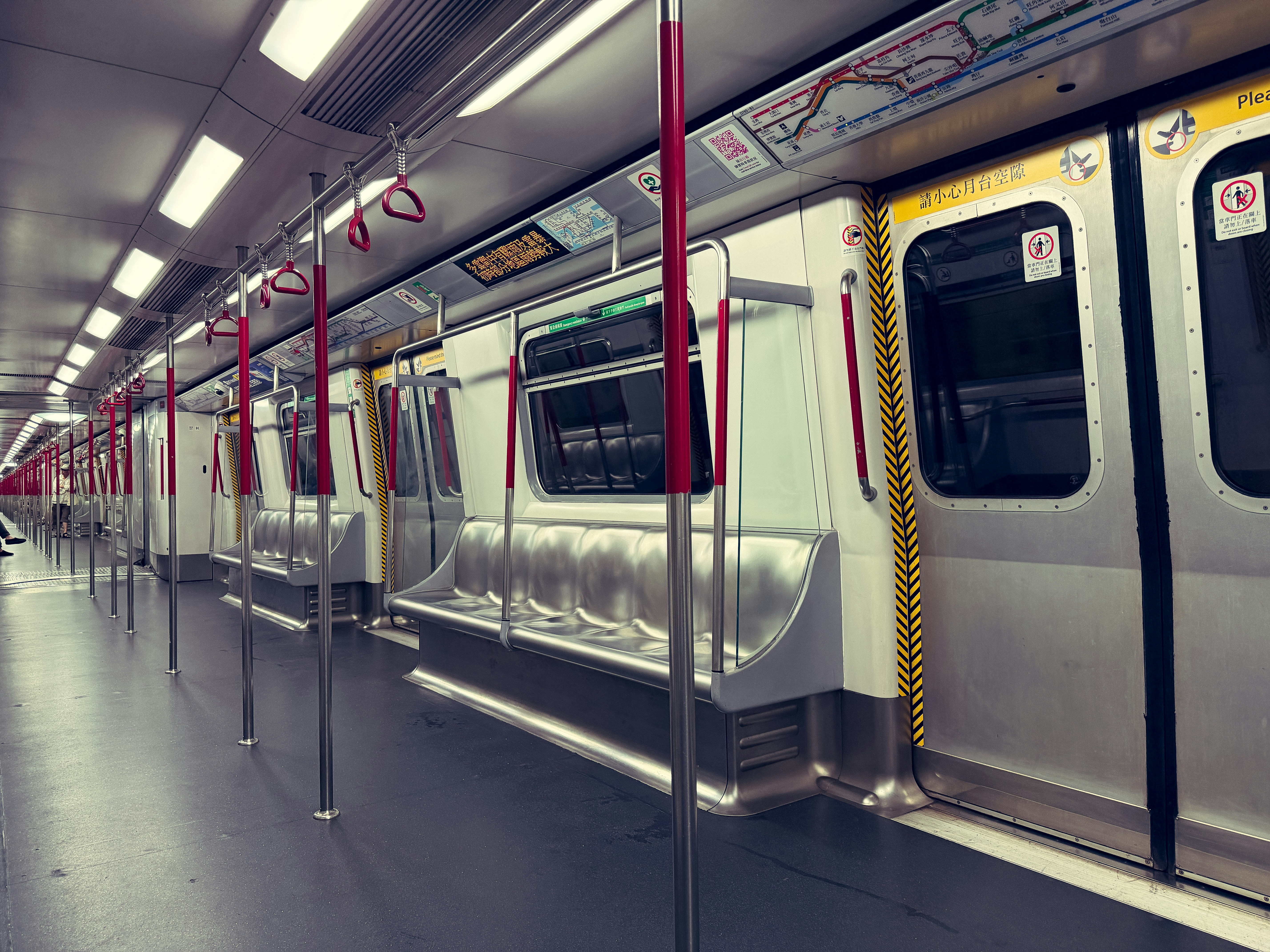 Mid-Train Stillness: An Empty Subway Car