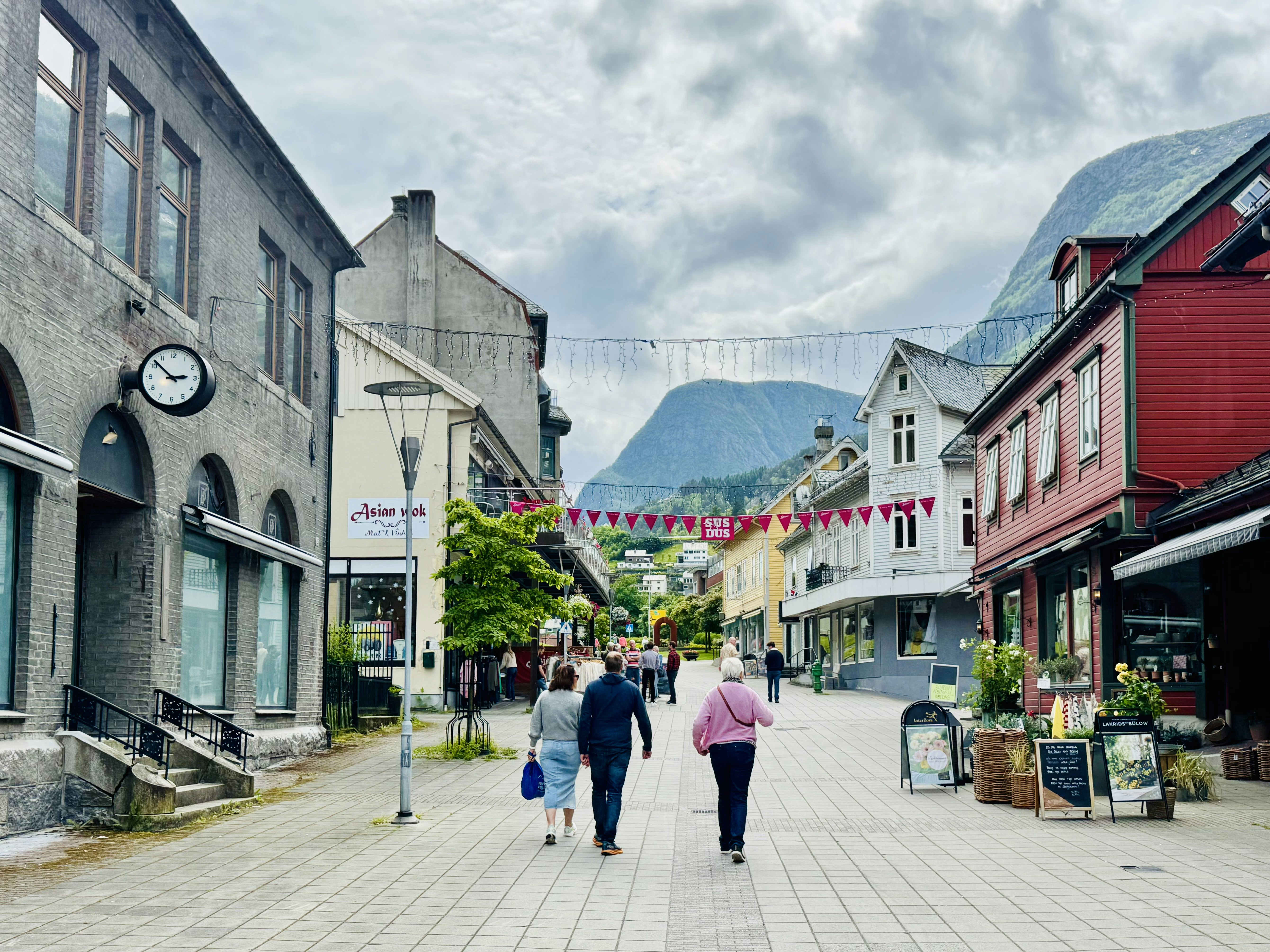 Colorful Nordic Street in Mountain Village