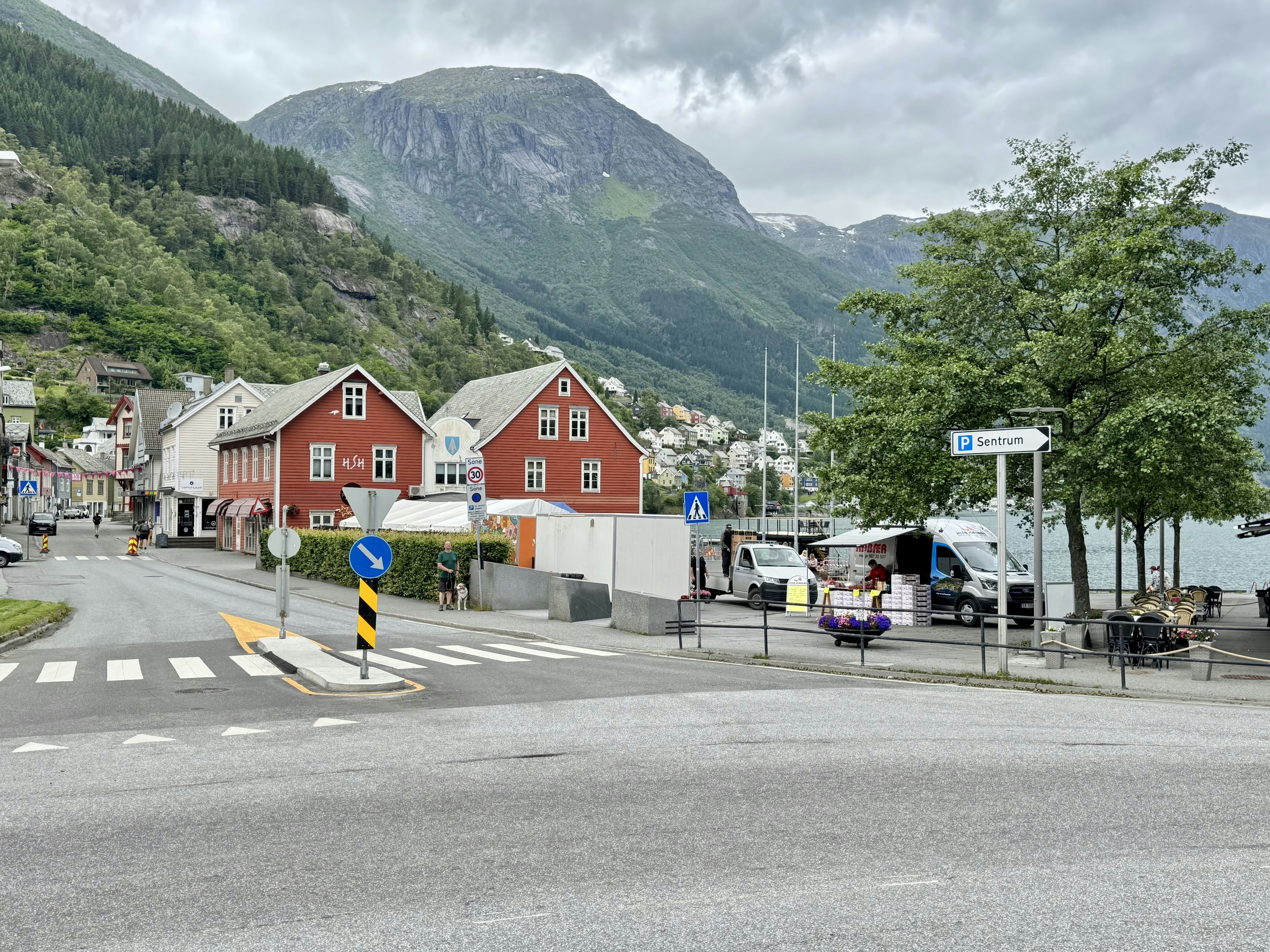 Pastel Harbor: Red A-frame Homes by Norwegian Streets