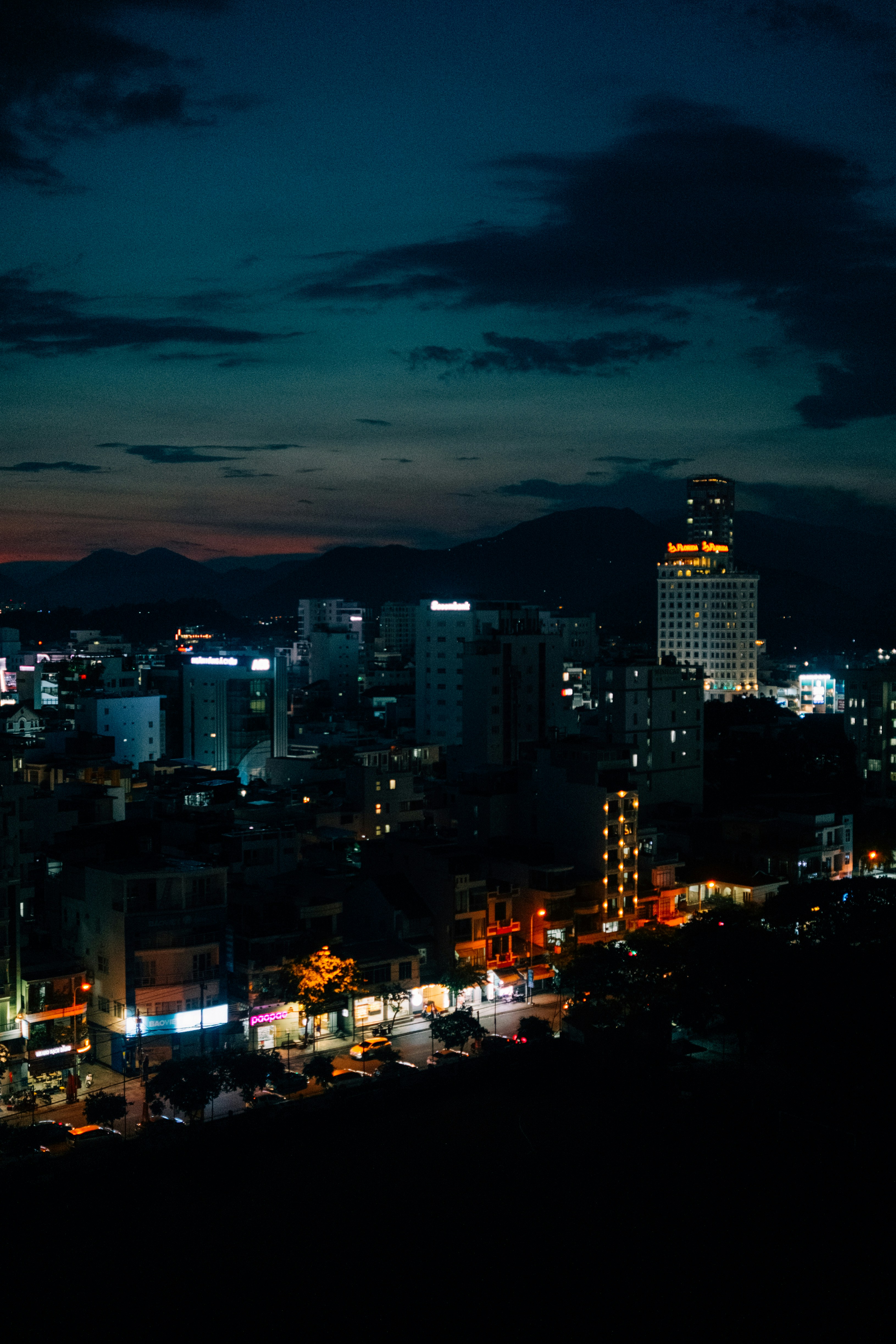 Nocturne Over the City: Distant Hills and Neon Pulse