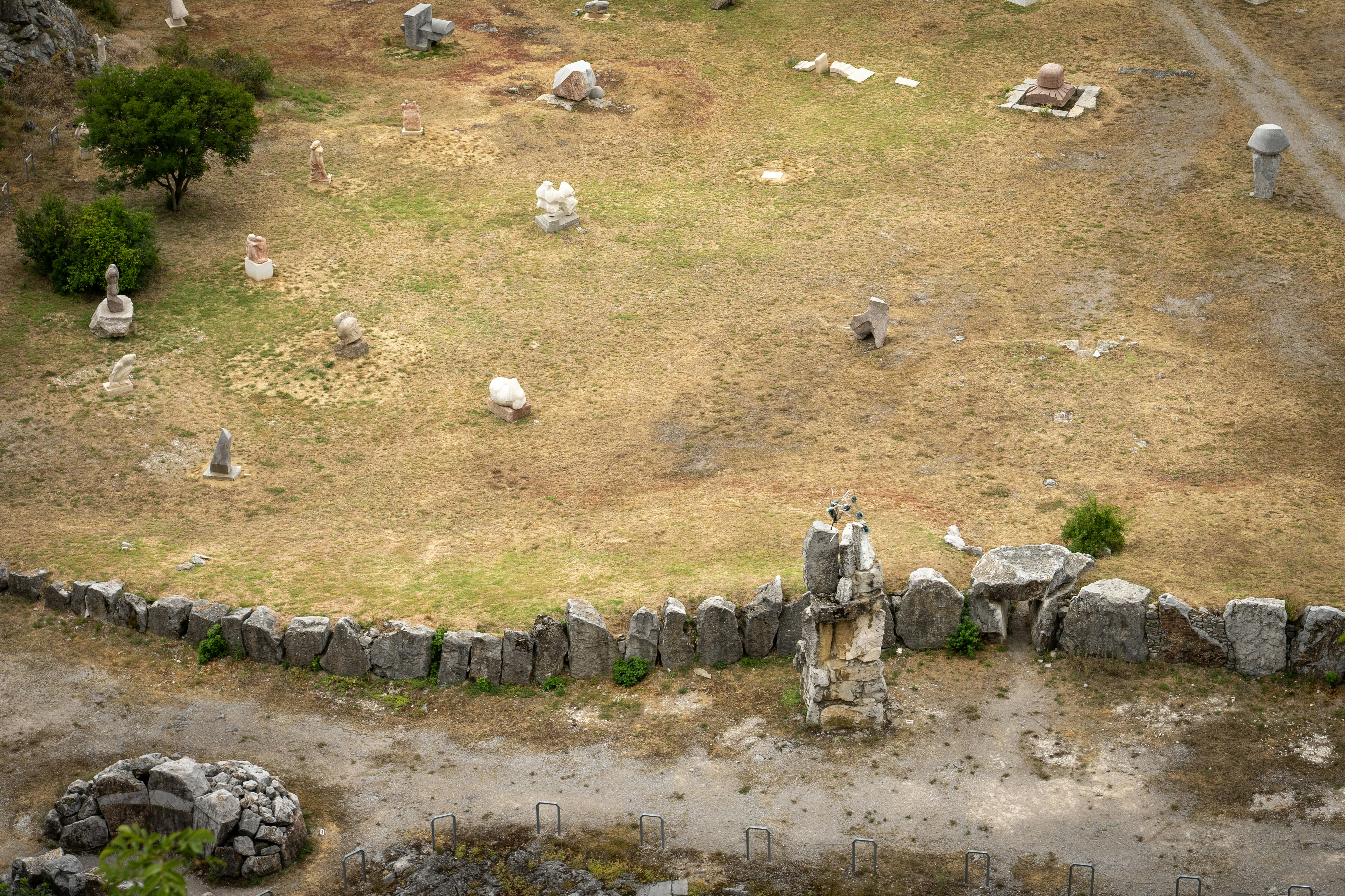 Ancient Stones and Graveled Path: A Quiet Cemetery from Above