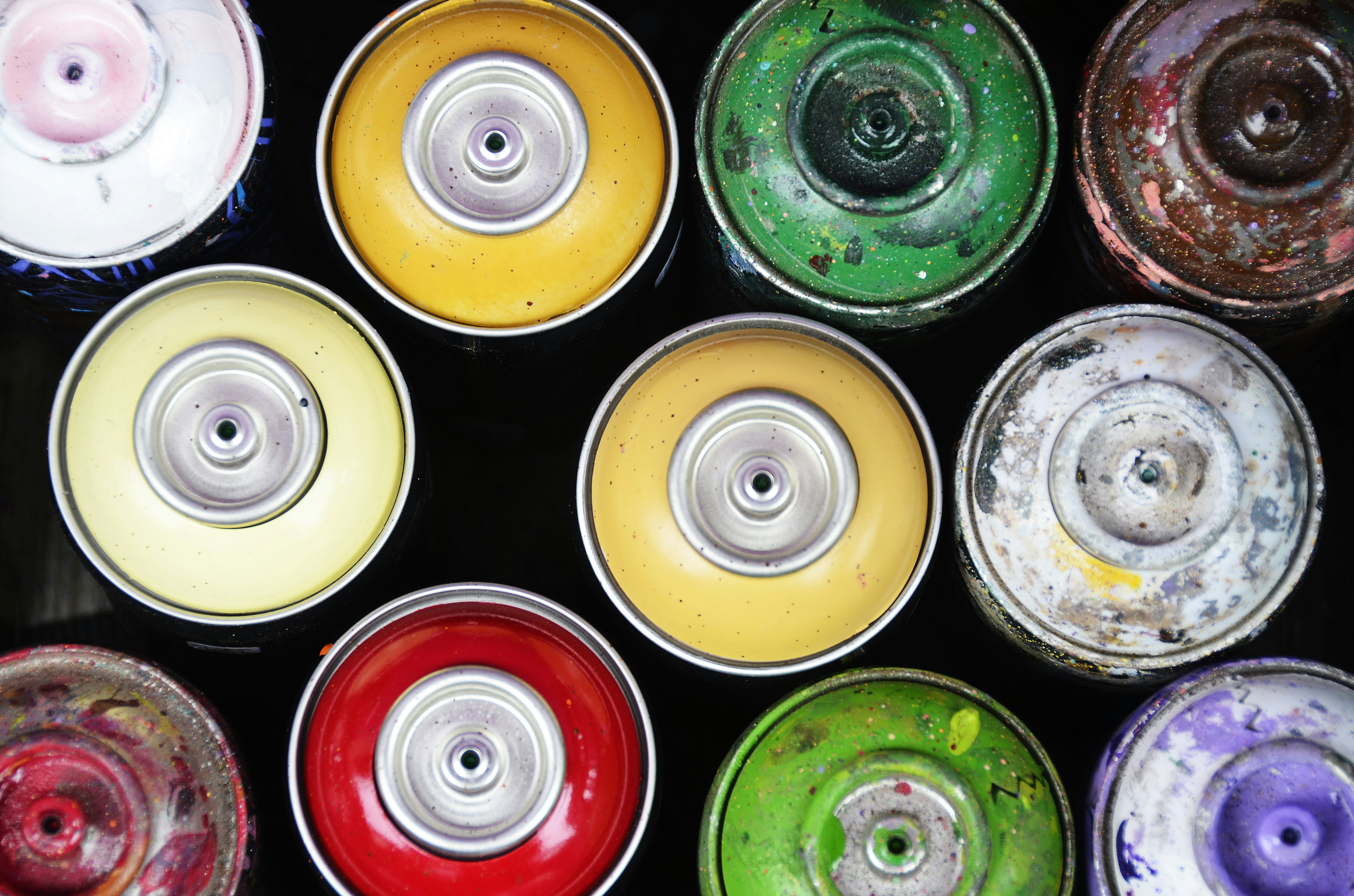 Colorful Caps: A Close-Up of Spray Paint Orbs