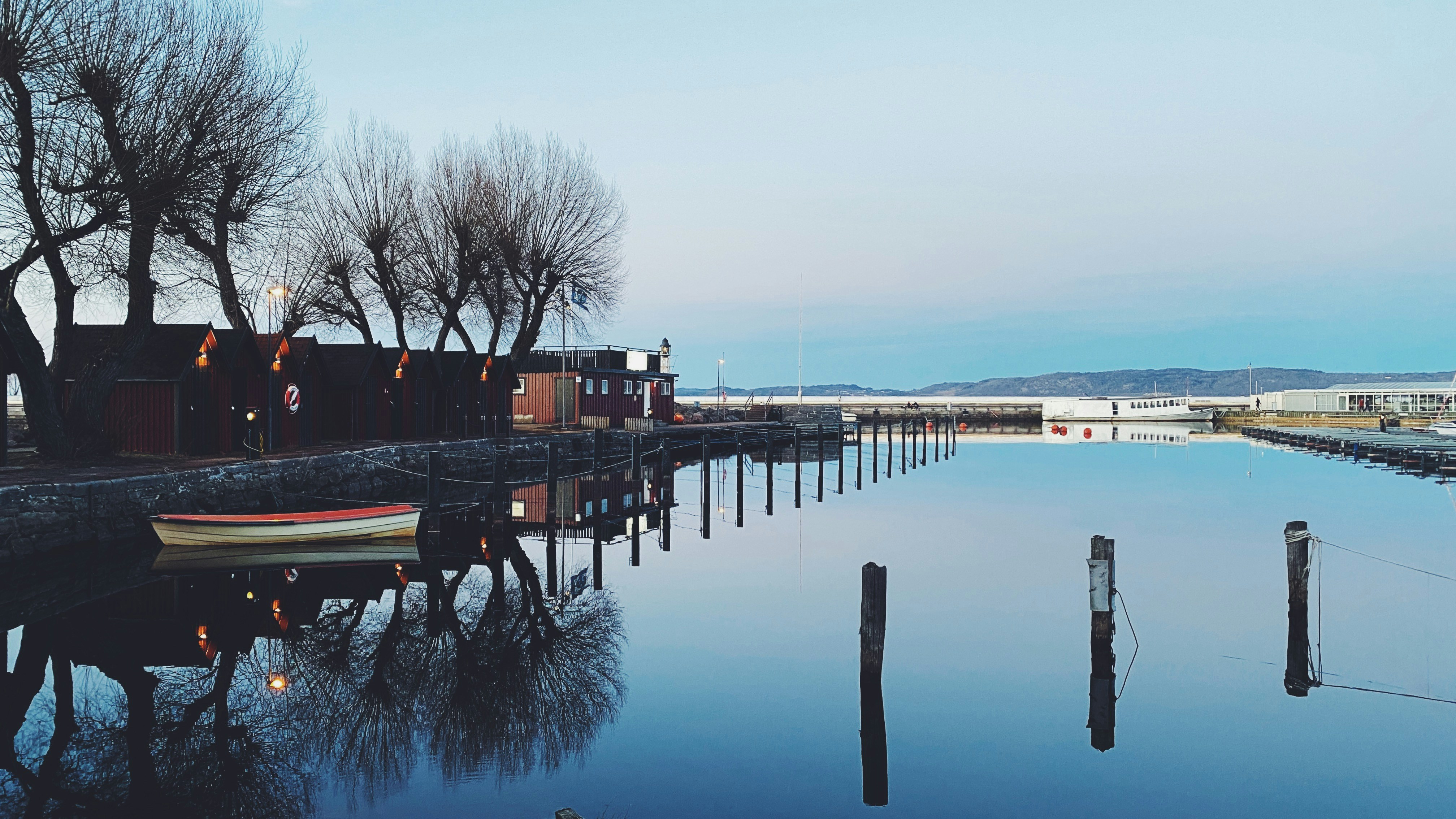 Mirror of a Quiet Harbor at Dusk