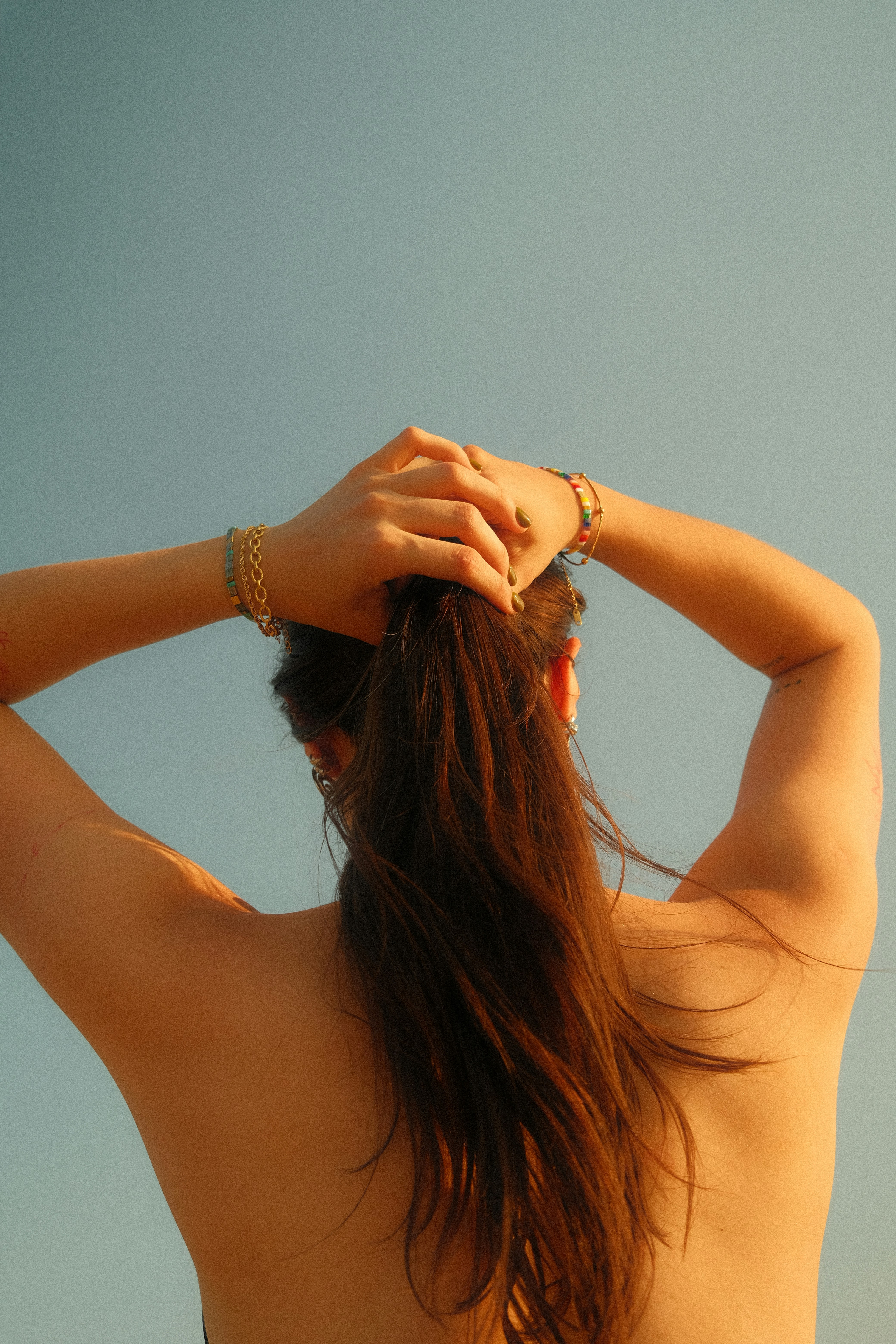 Backlit Serenity: Hair Bound with Sky