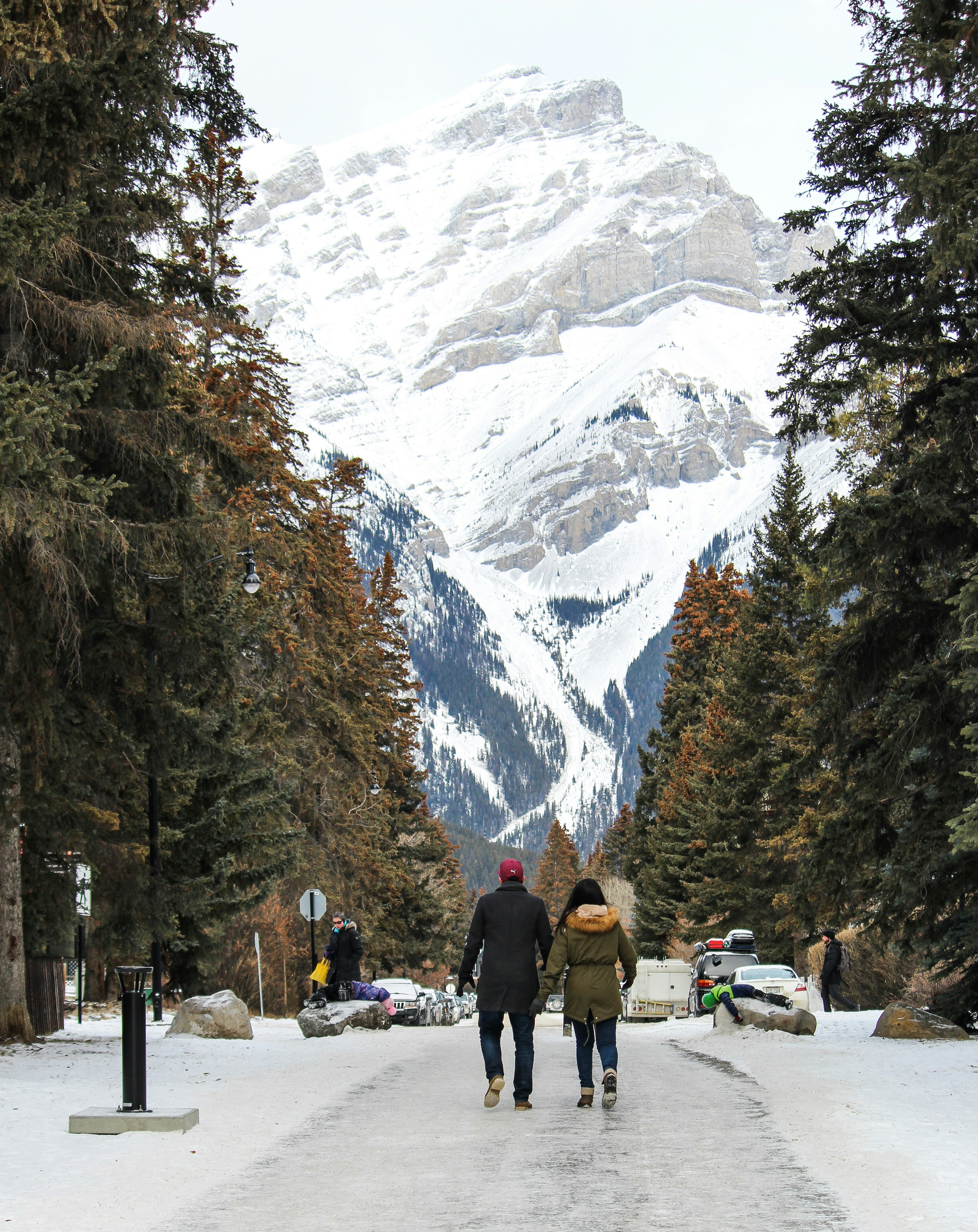 Snowy Valley Stroll Toward the Mountain