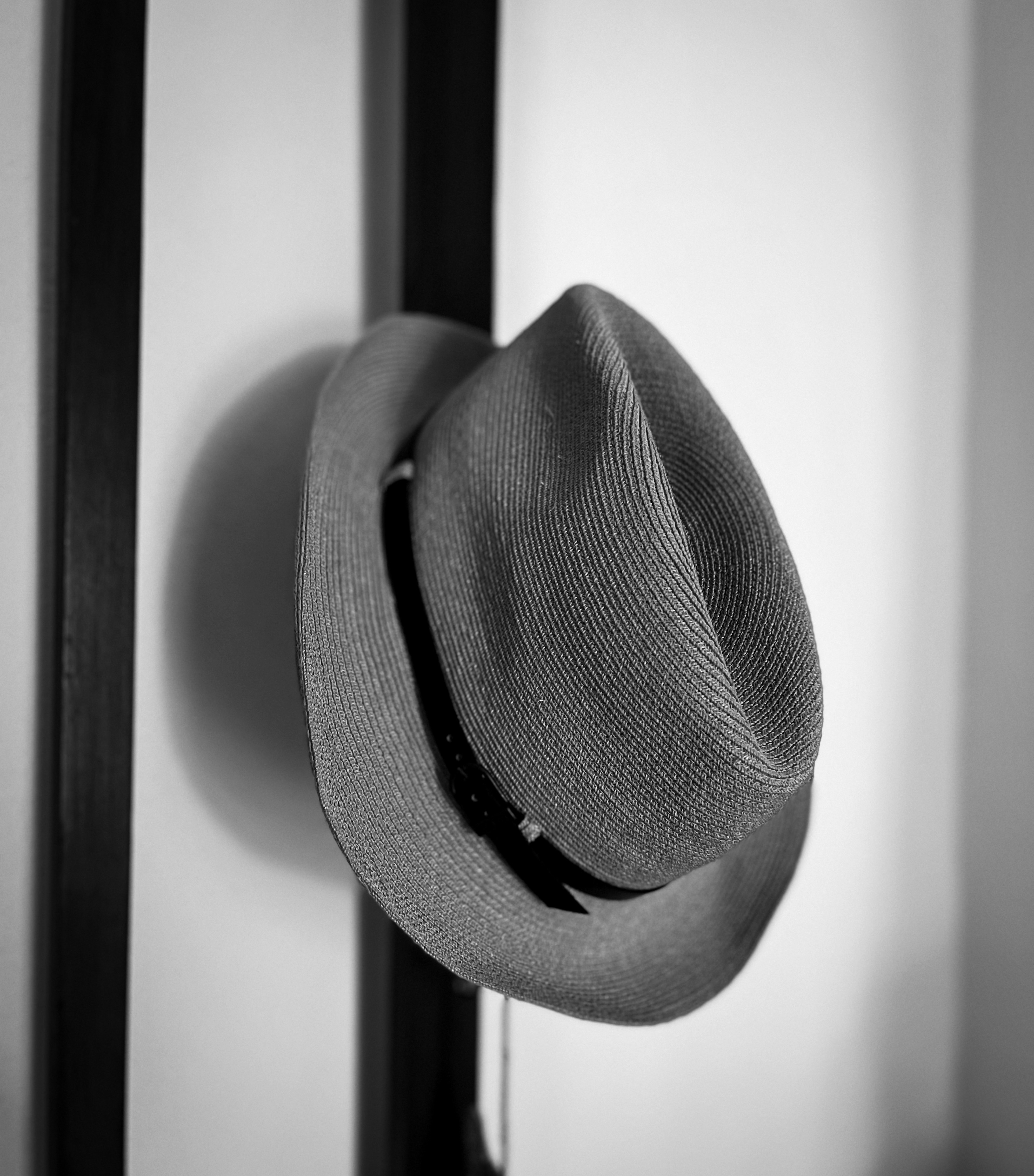 Shadowed Fedora on a Line Between Panels