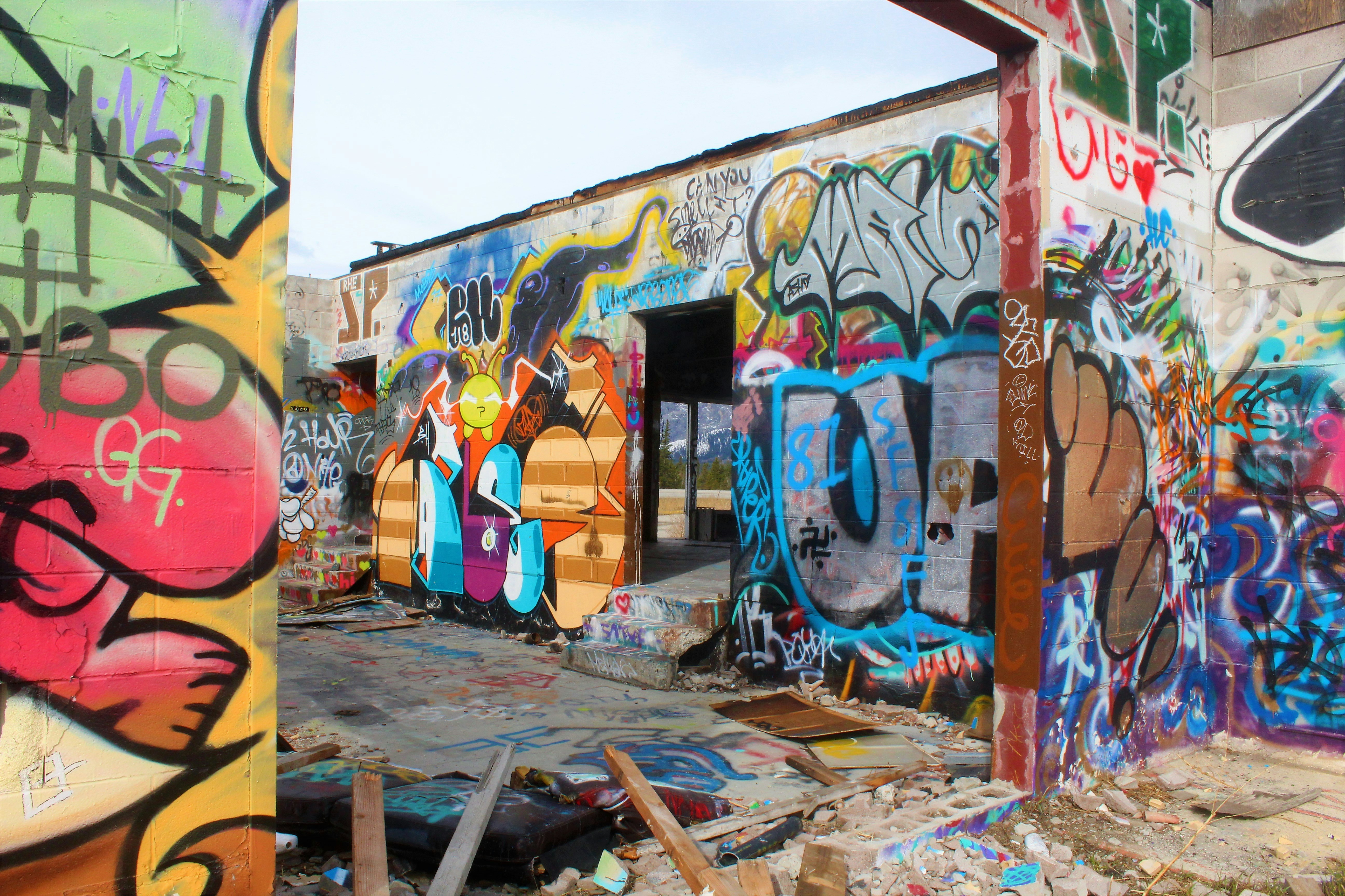 Graffiti Ruins: Colorful Echoes of an Abandoned Lot