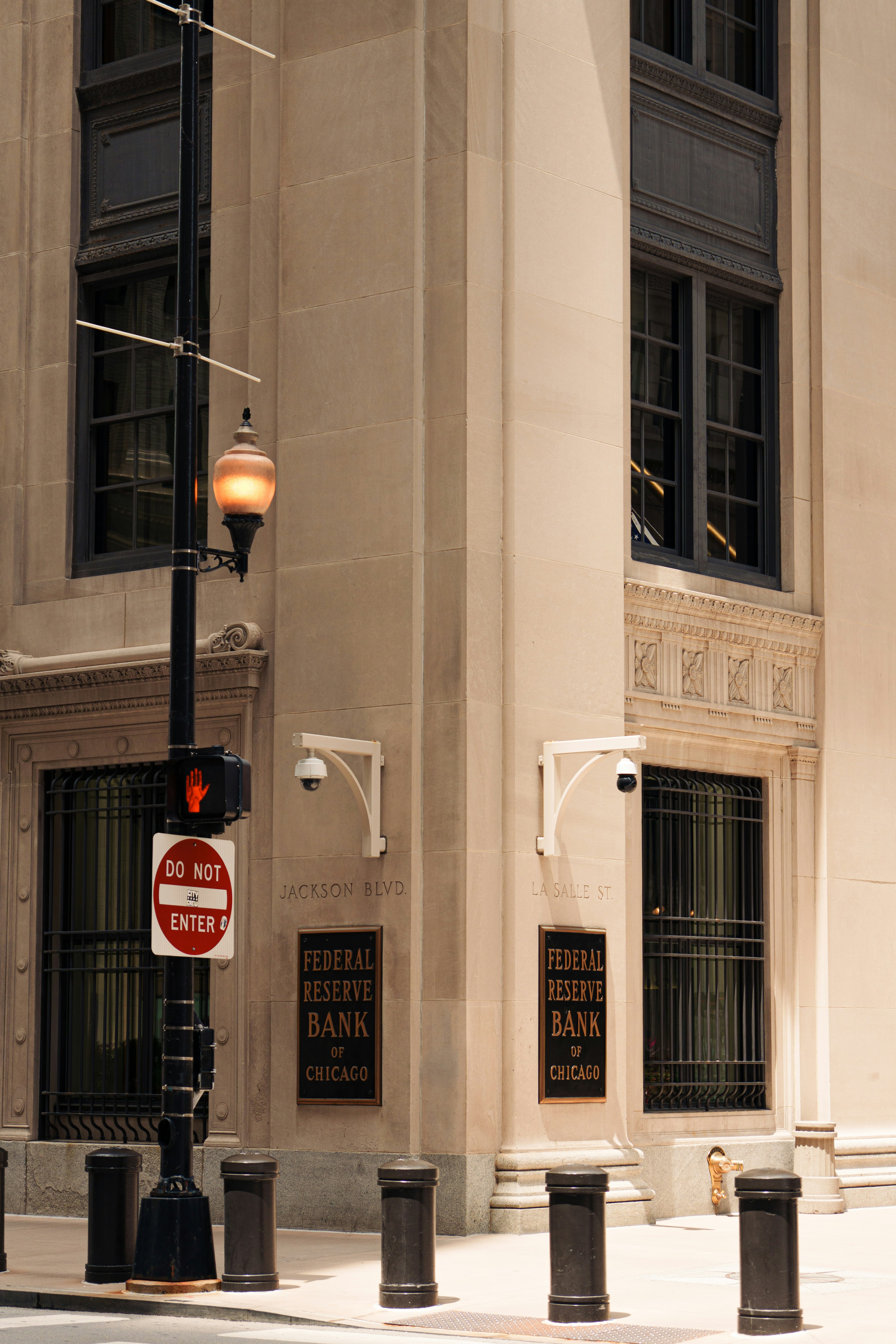 Street Corner at Federal Reserve Bank Facade