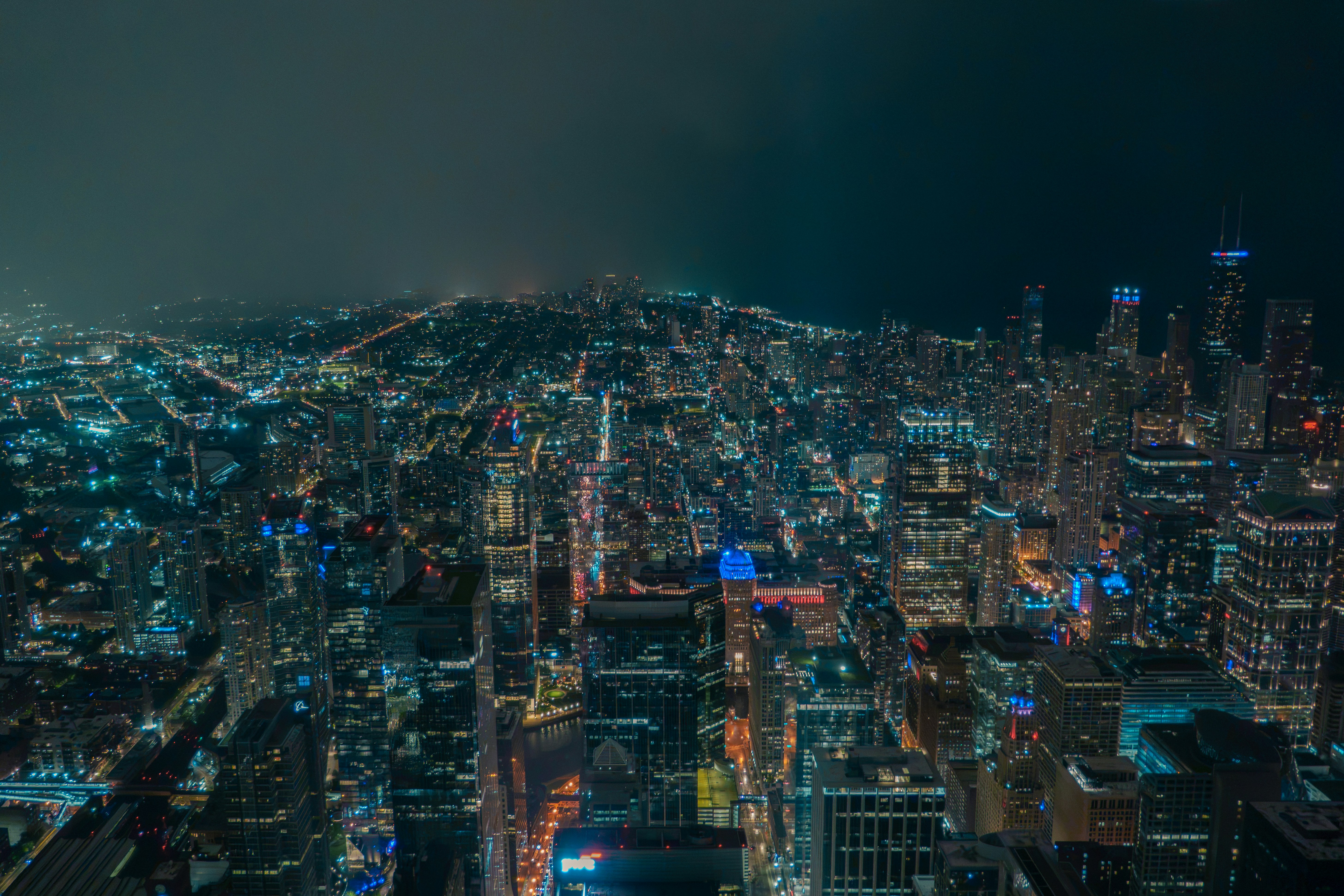 Midnight Grid: A Glowing Panorama Over the City