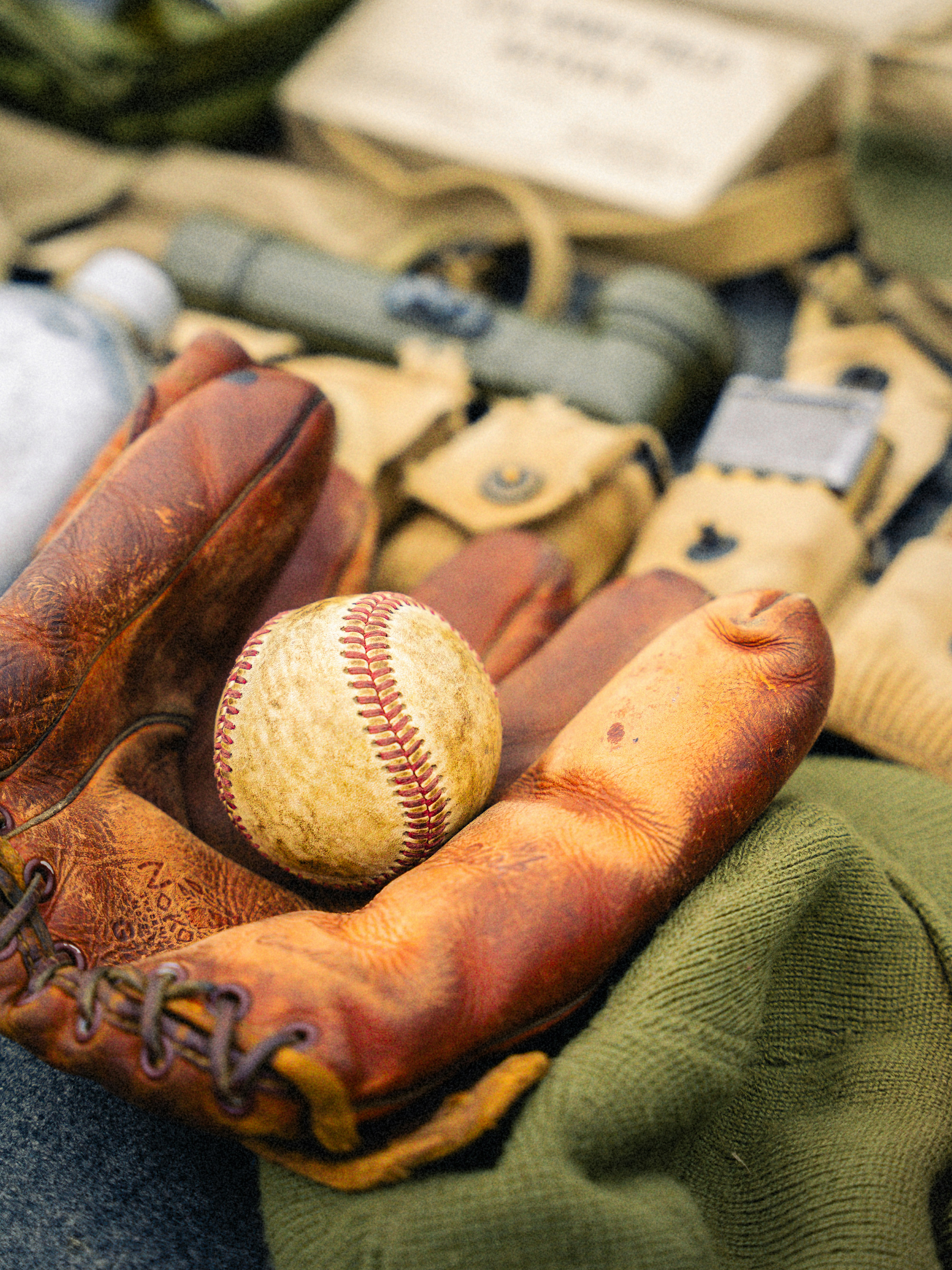 Baseball in the Glove: A Vintage Moment on the Field of Leather