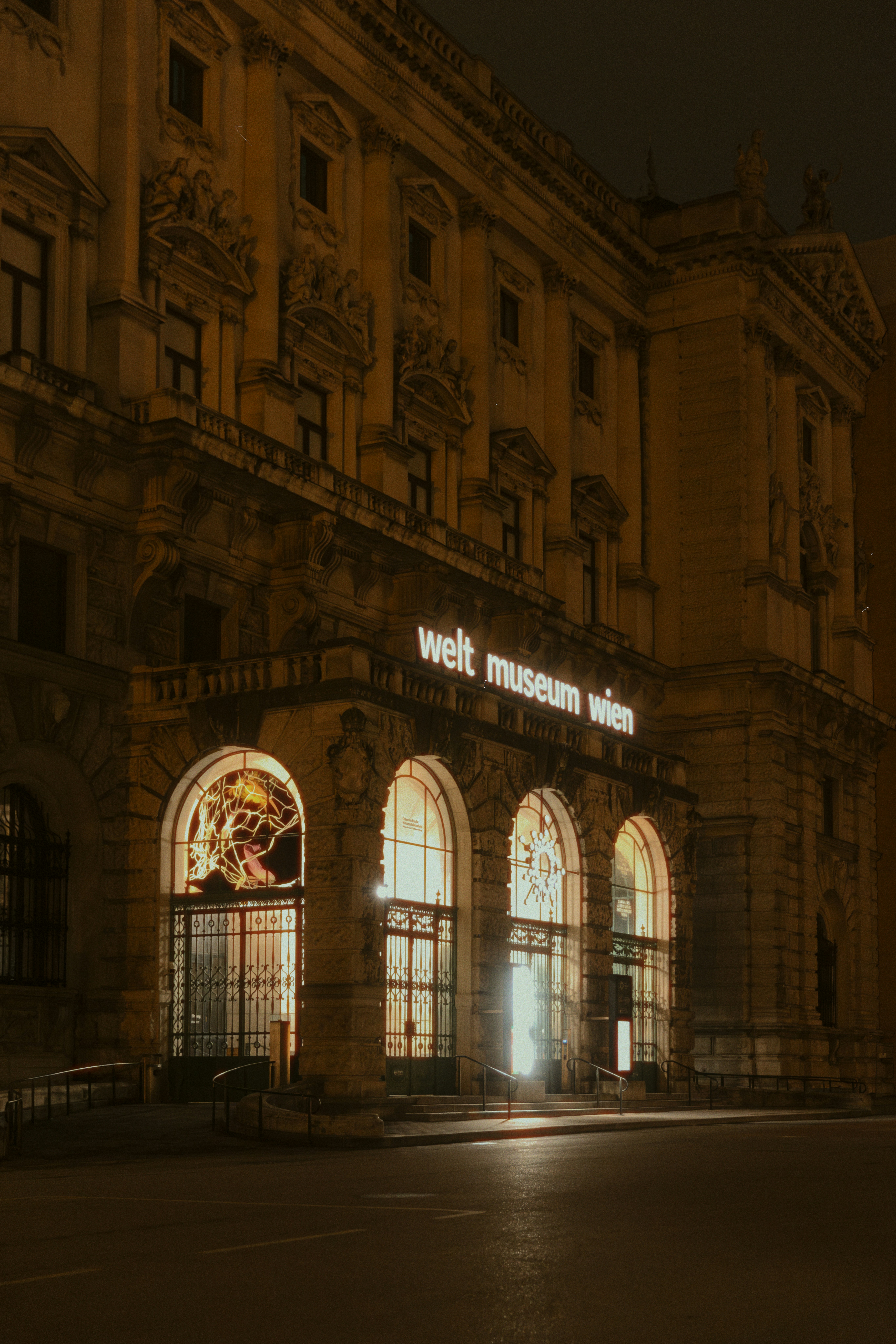 Evening Facade of the Weltmuseum Wien