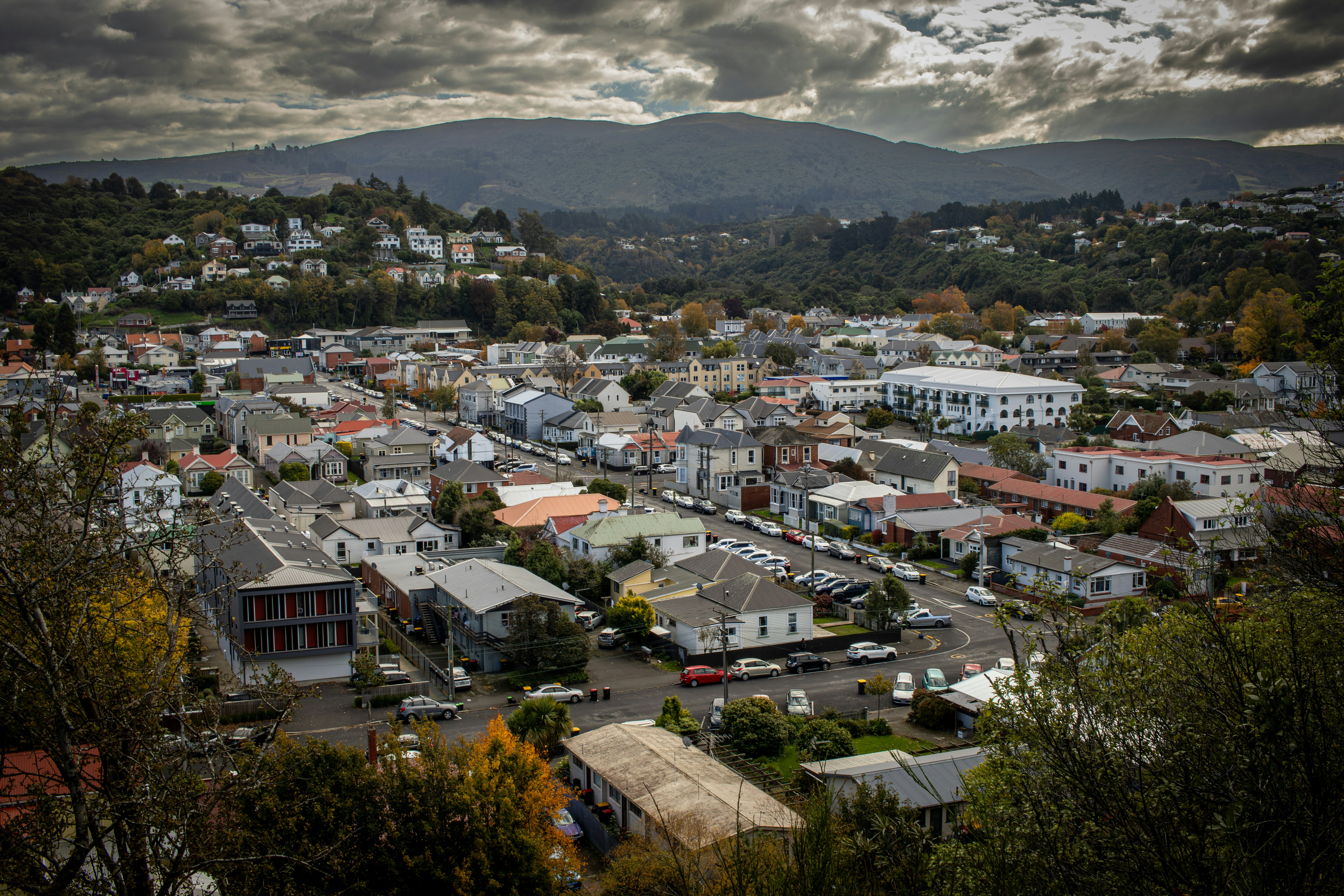 Aerial View Over a Quiet Suburban Valley