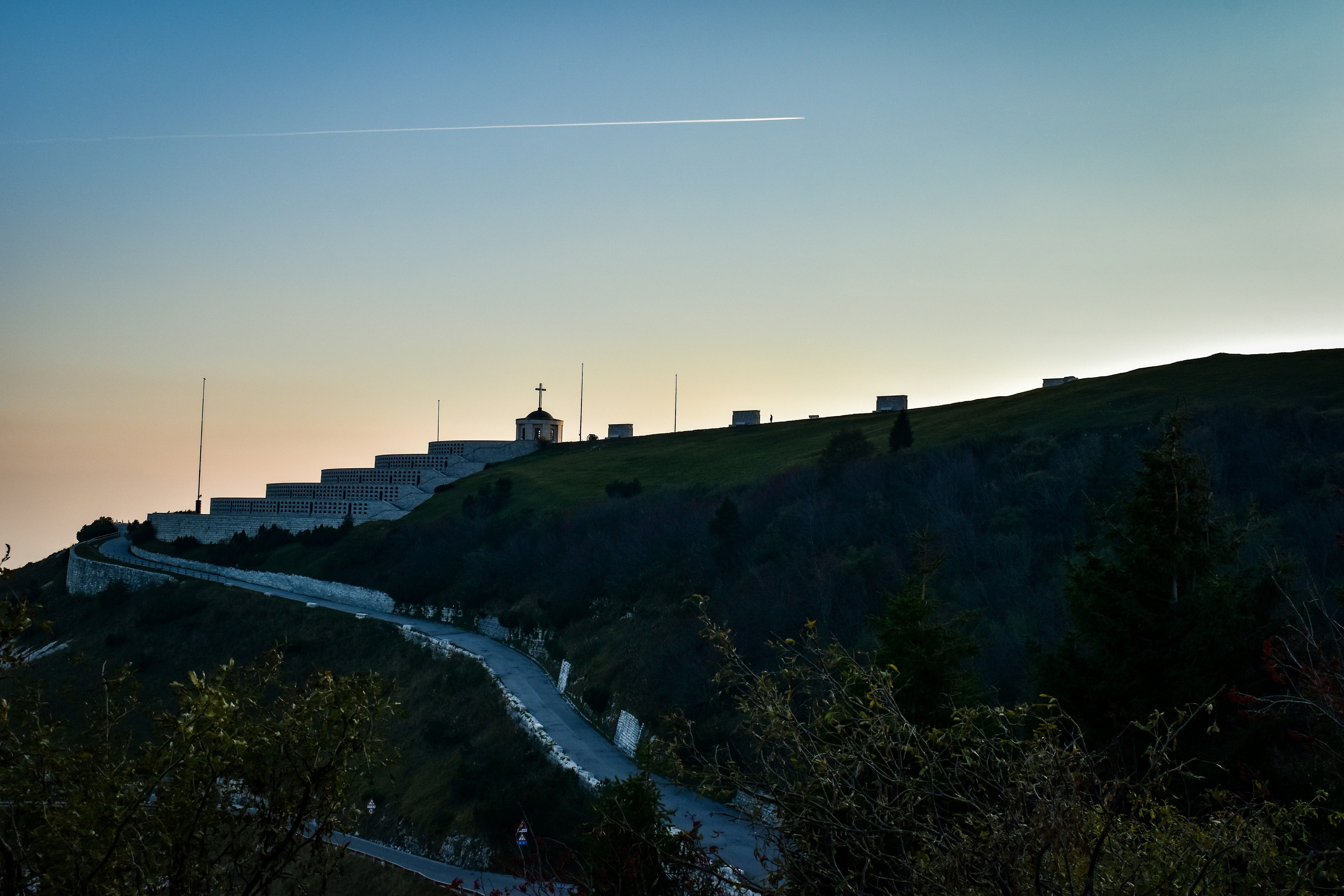 Twilight Crest: A Serene Hilltop Fort Under a Warming Sky