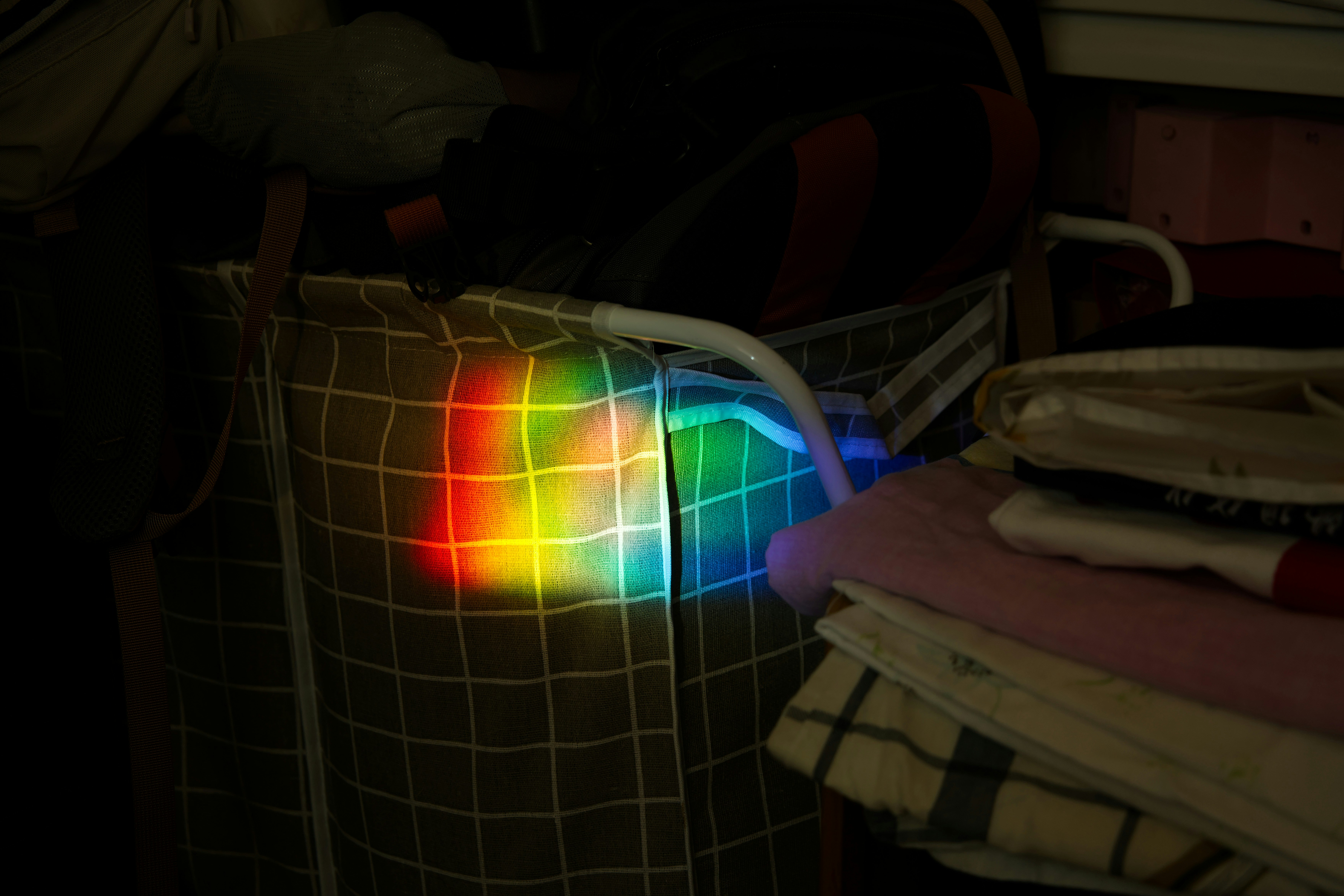Rainbow Reflection on a Laundry Basket