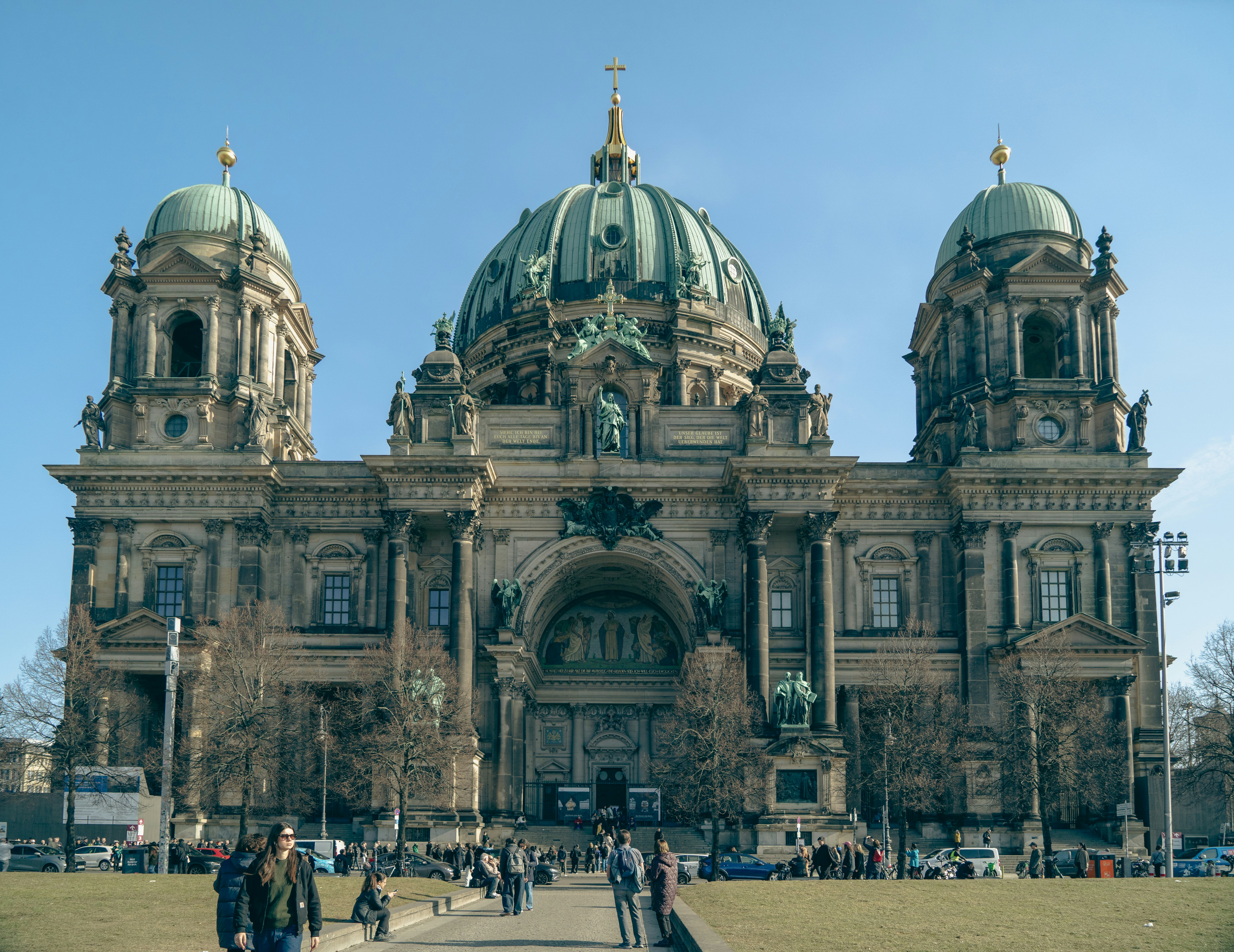 Twin Bell Towers and Central Dome of the Berlin Cathedral: A Grand Facade
