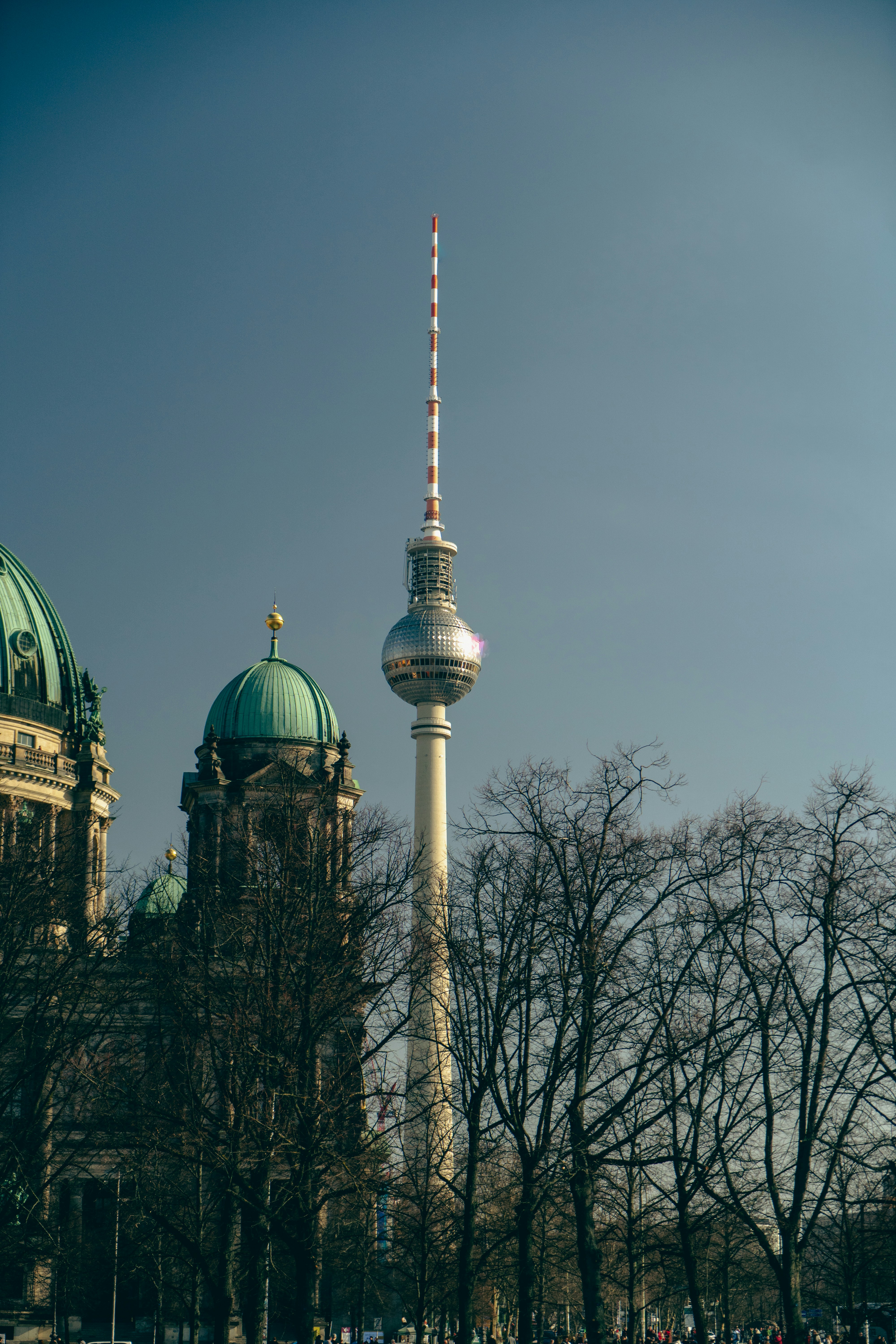 Berlin Skyline: Fernsehturm Rising Behind Historic Domes