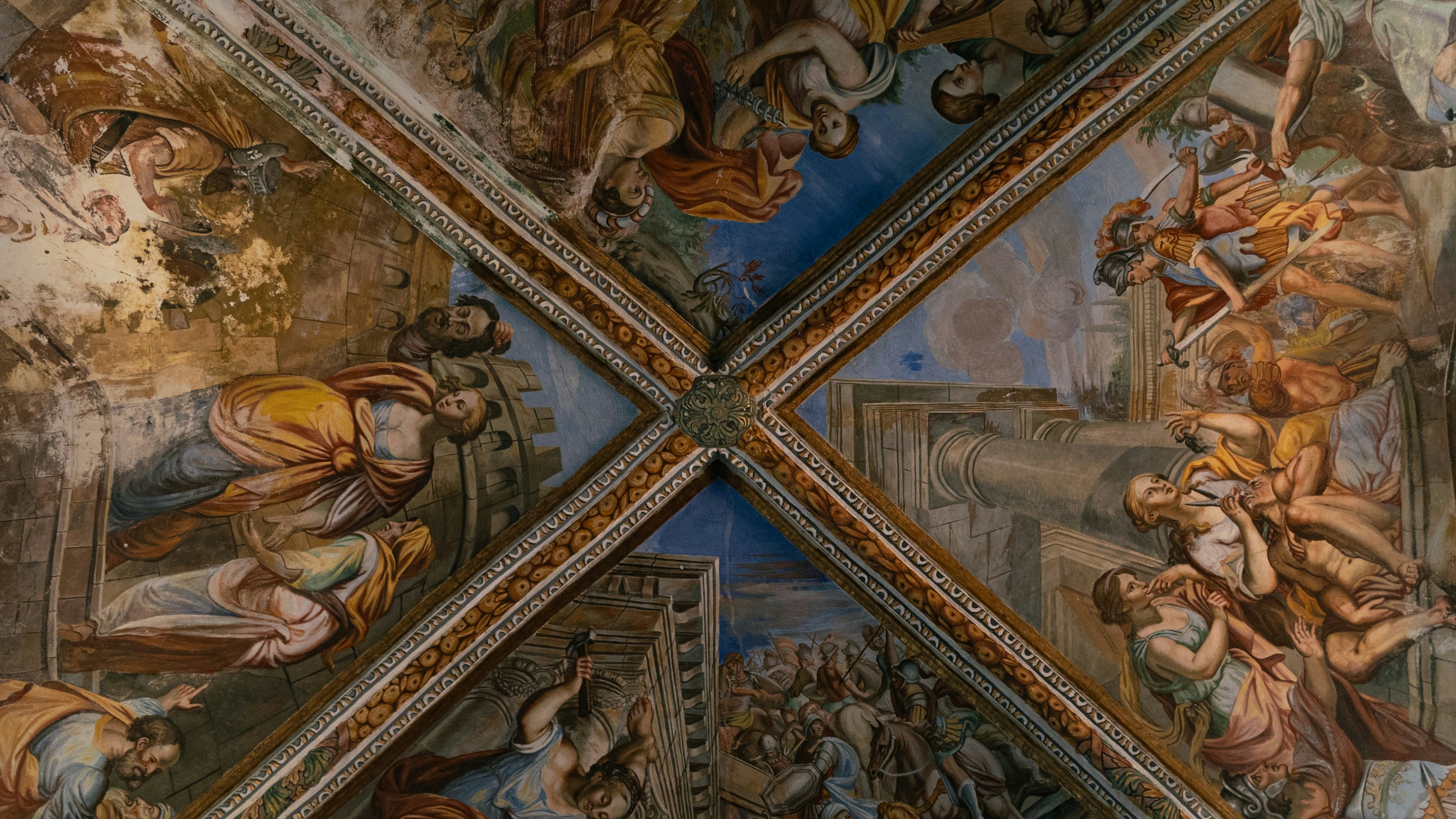 Crossed Gauntlet of Fresco: A Painted Vault of Classical Theater