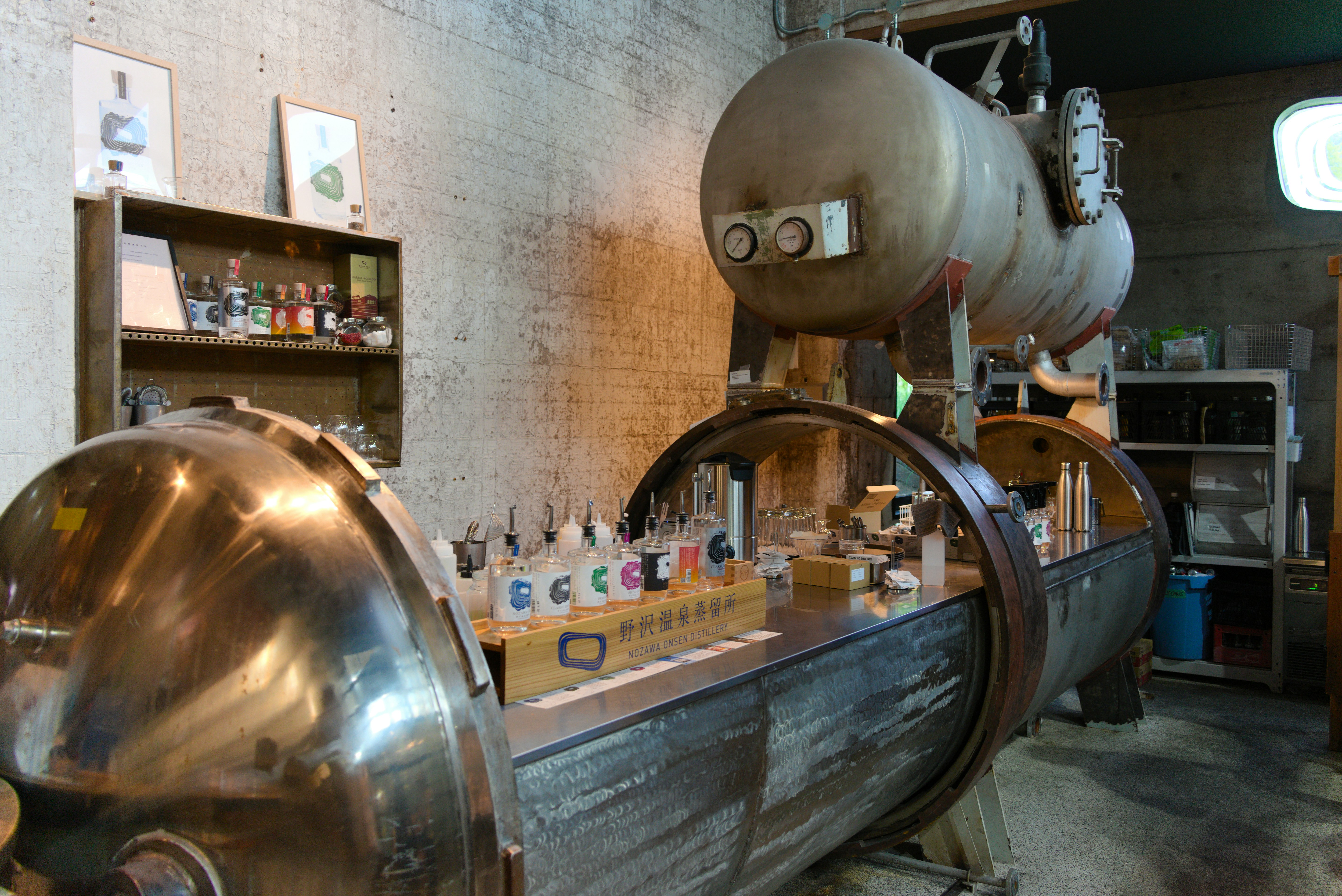 Industrial Roaster Lab: A Long Steel Cylinder Brews in a Concrete Kitchen