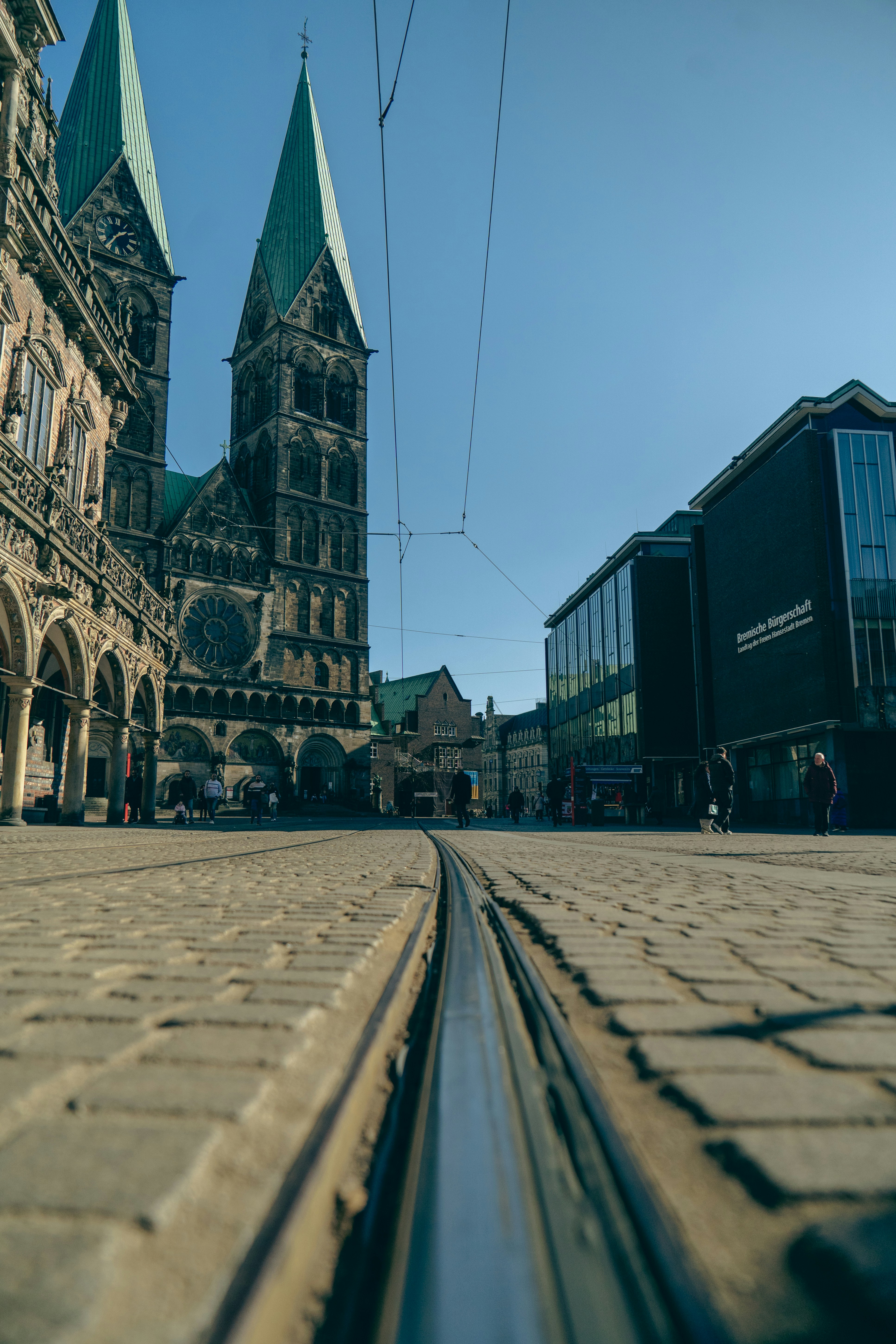 Cathedral Square from Ground Level: Rails to the Sky