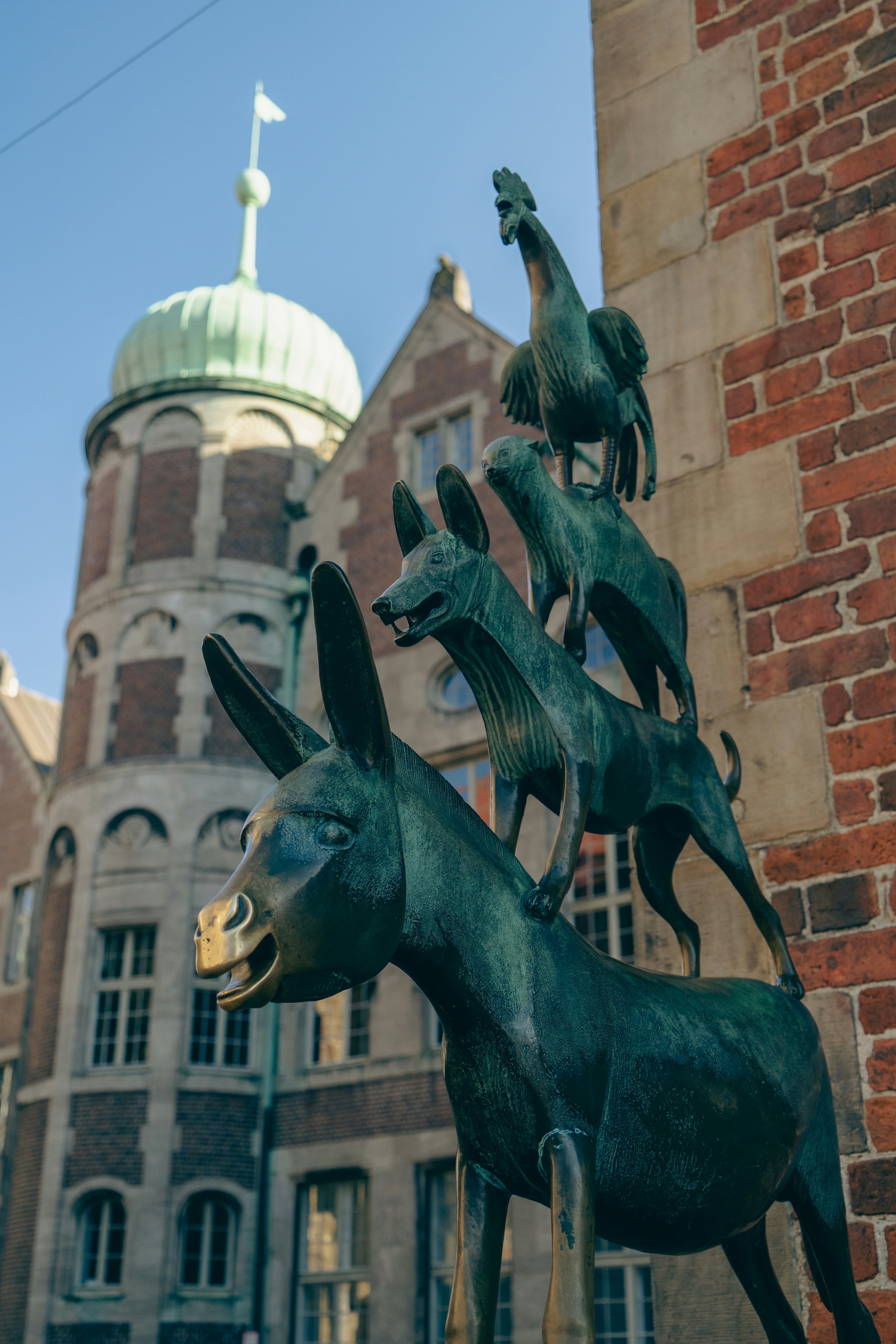 Bronze Pack: A Surreal Parade of Hybrid Animals Beneath a Turquoise Roof