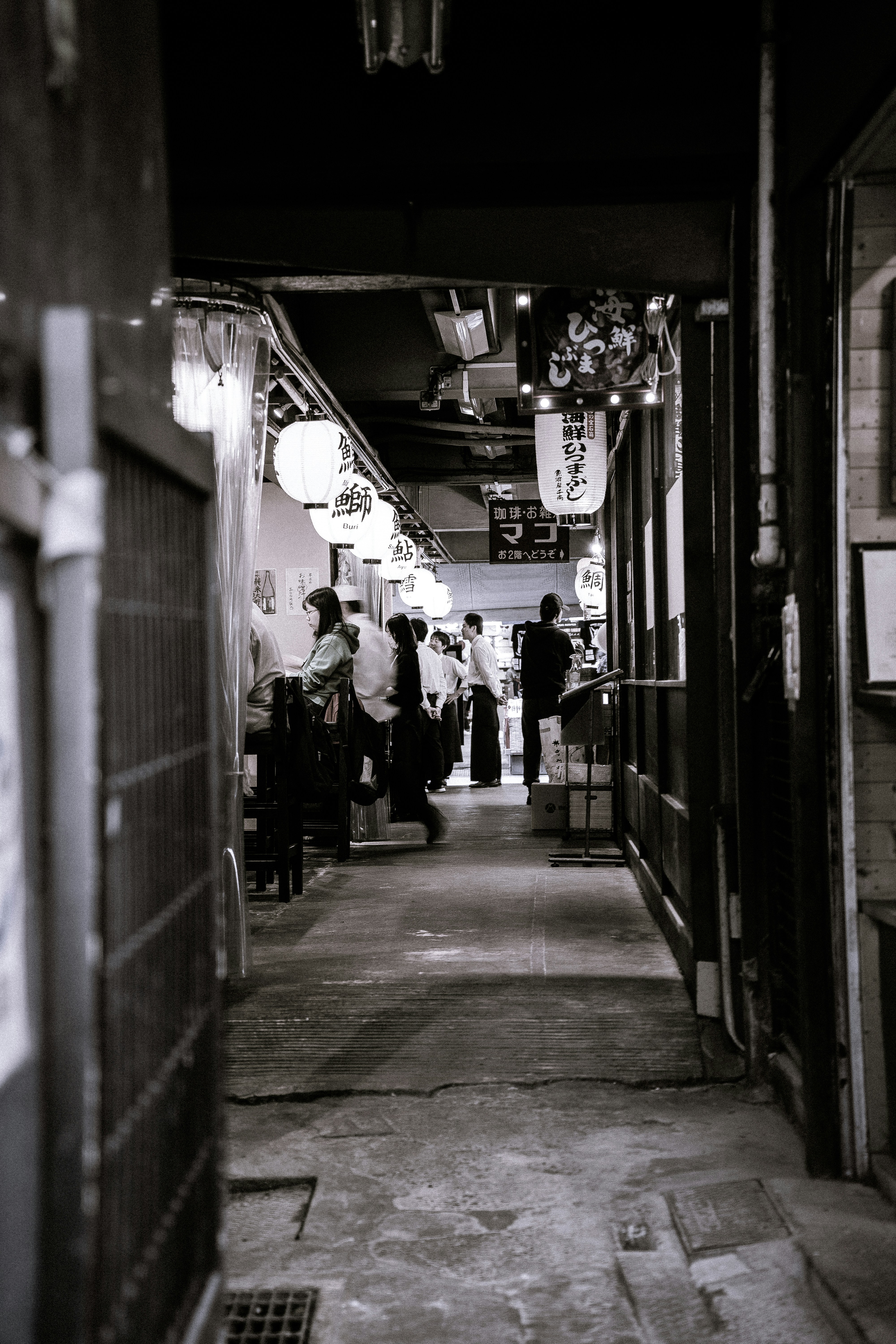 Lantern-lit Passages: A Quiet Evening in a Japanese Alley Market