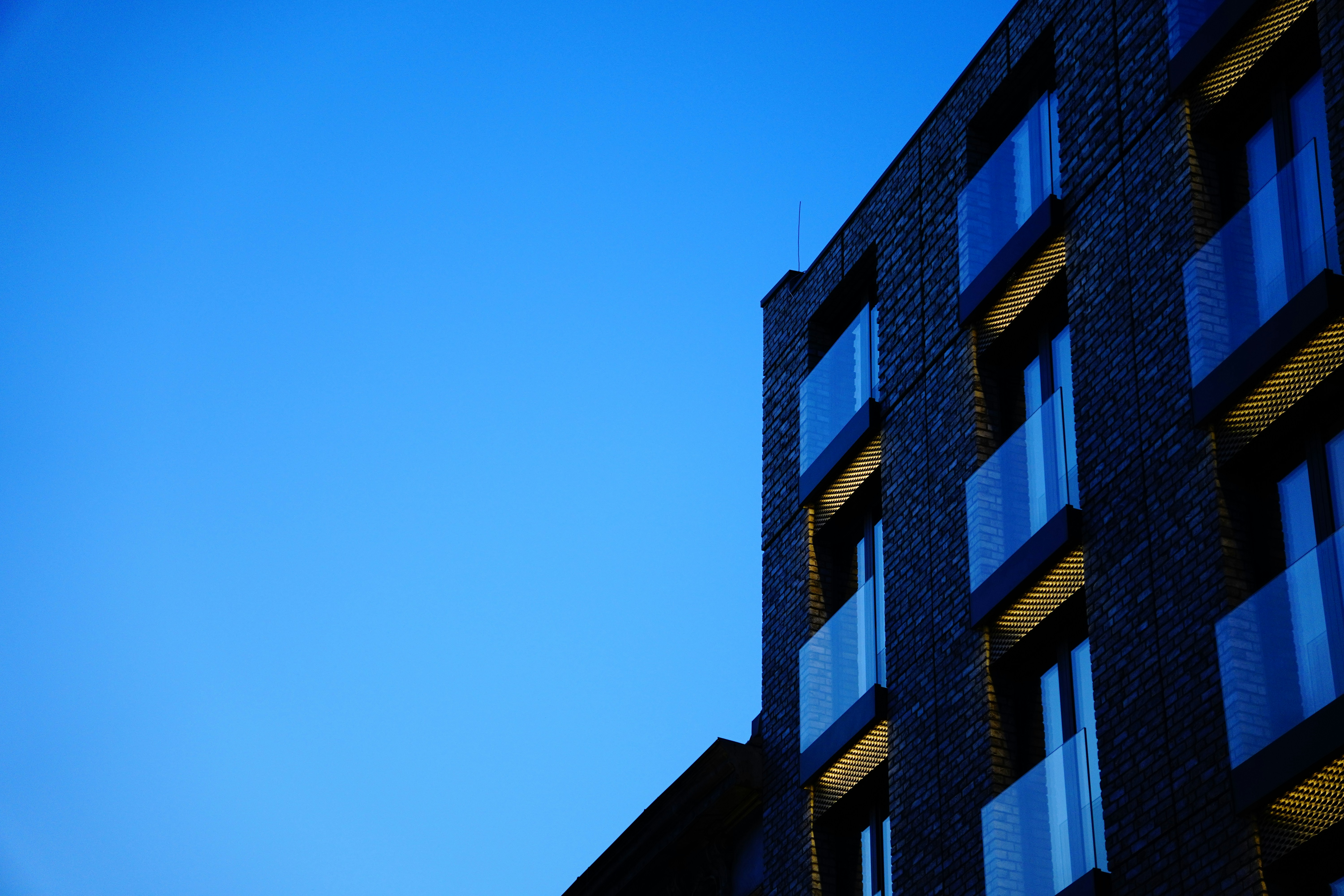 Brick Facade Against a Wide Blue Sky