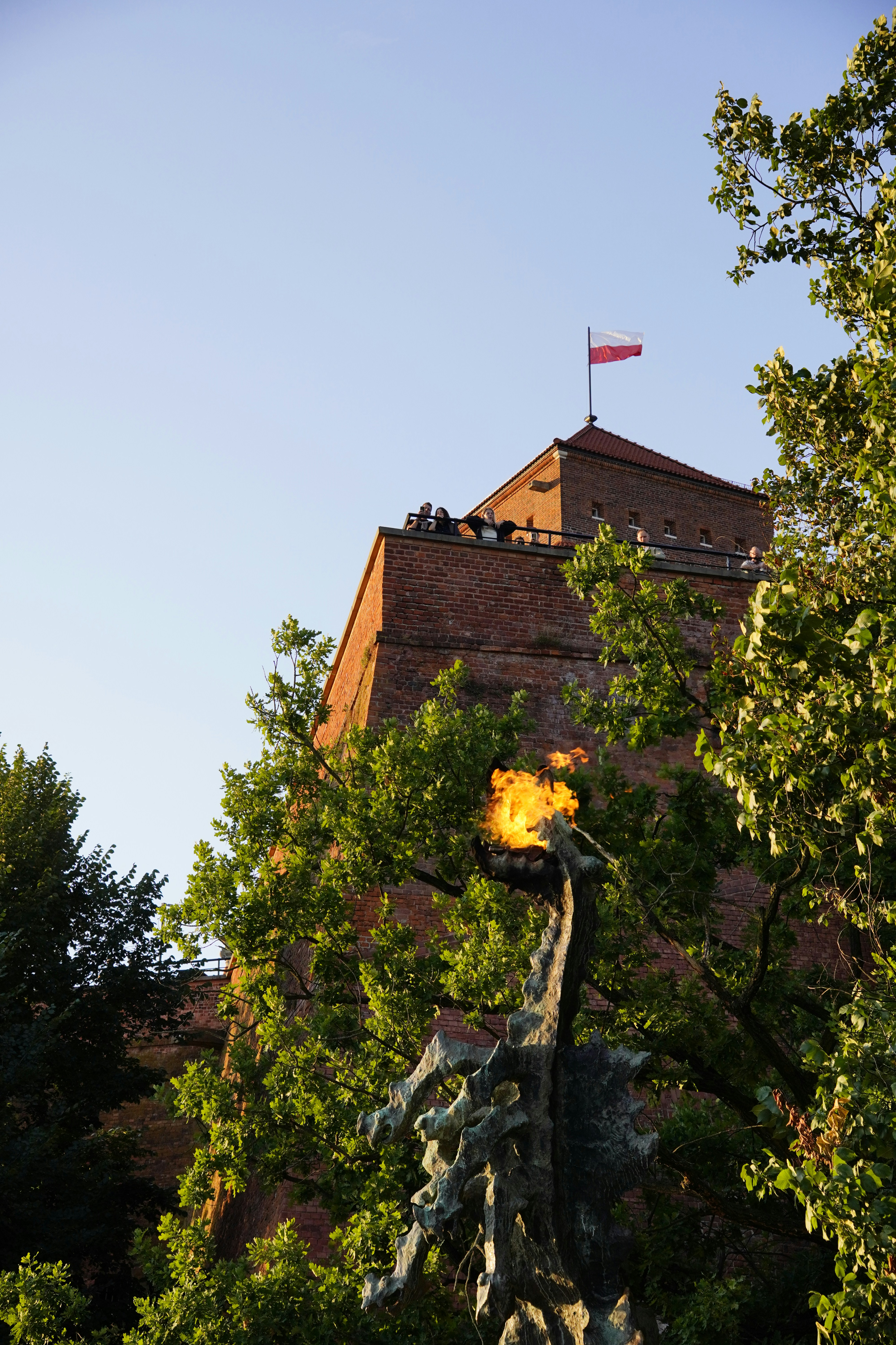 Castle Fire and Flag atop Brick Bastion
