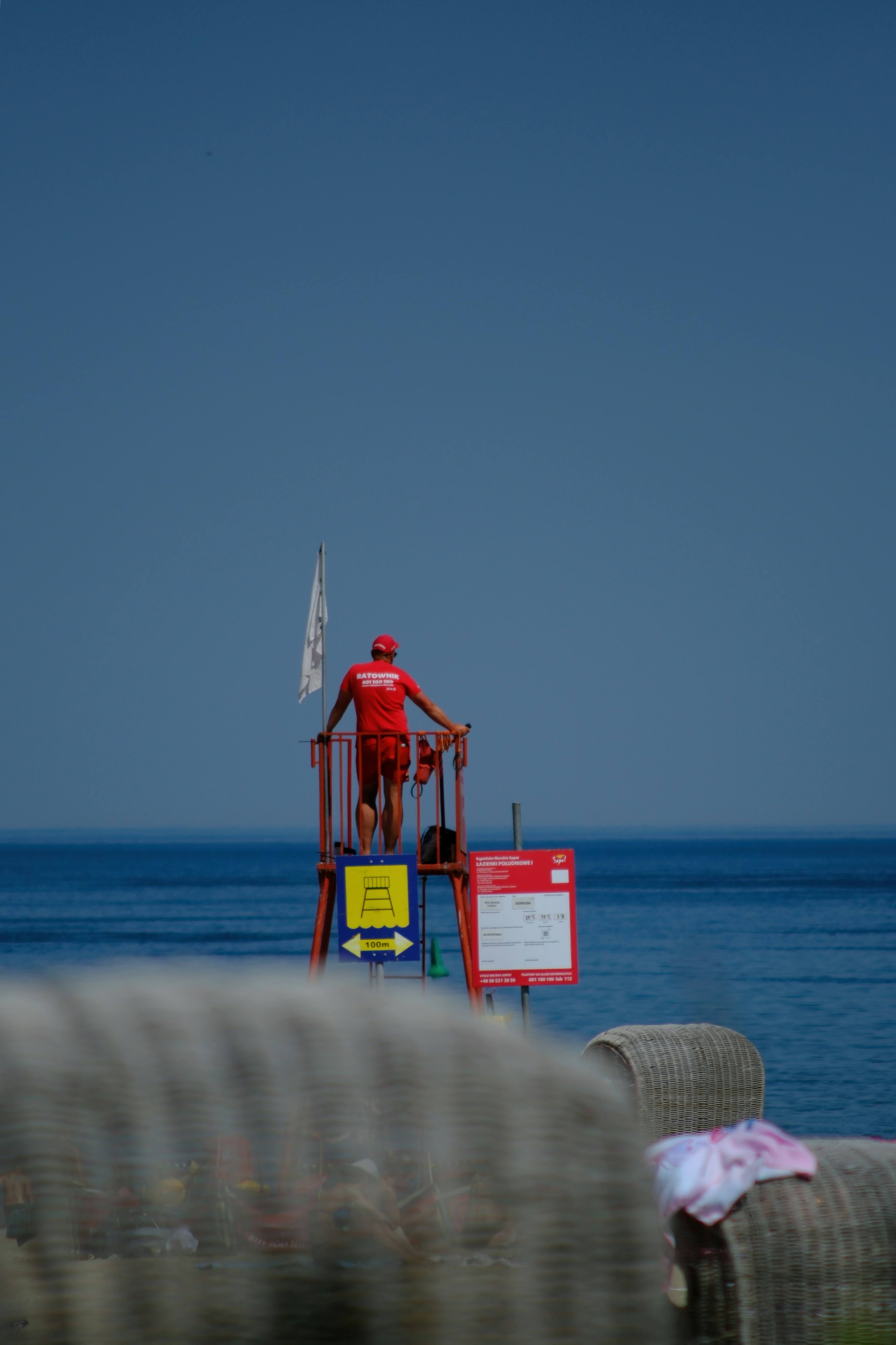 Lifeguard Stand Overlooking Calm Seas