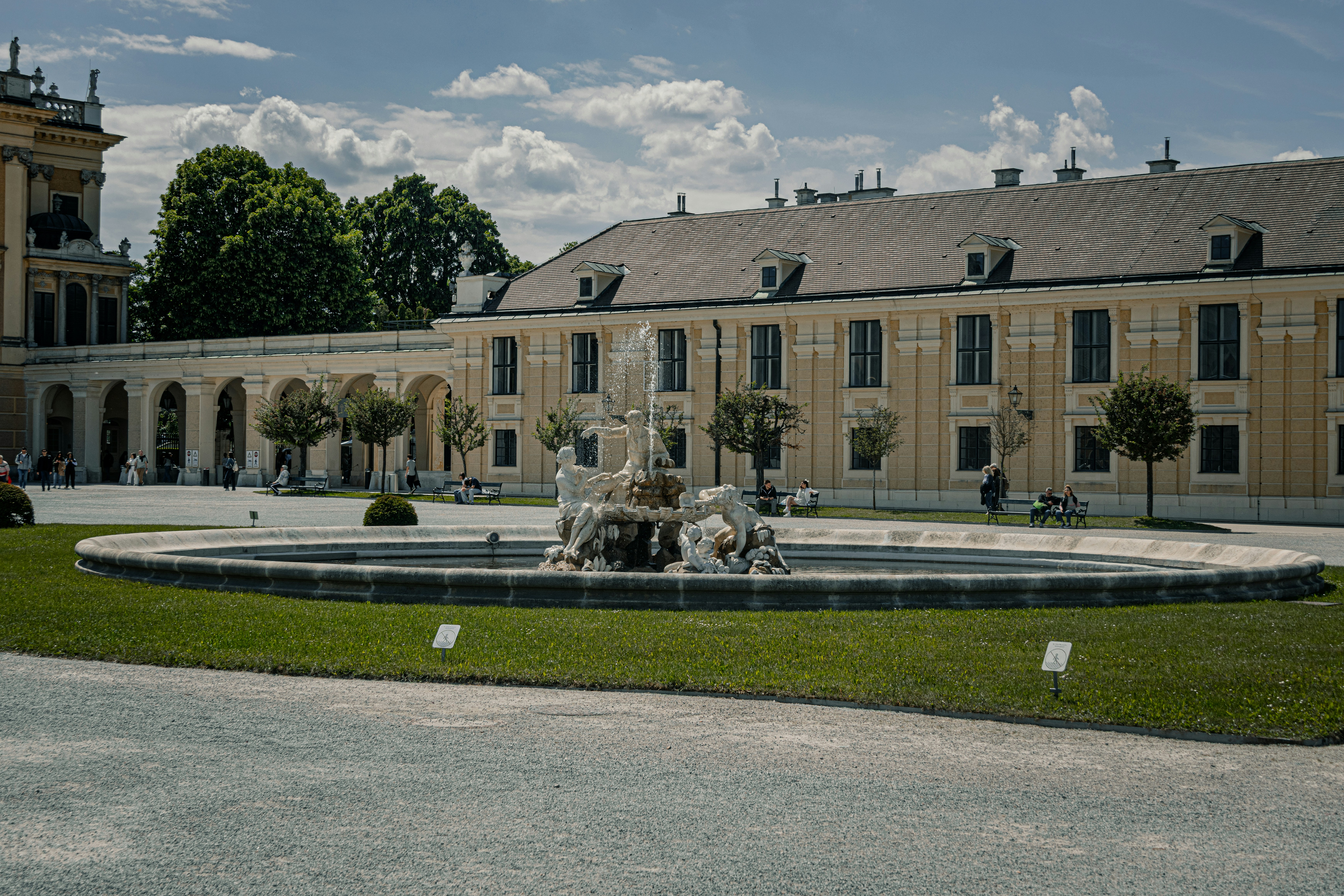 Courtyard Fountain in a Neoclassical Arcaded Palace