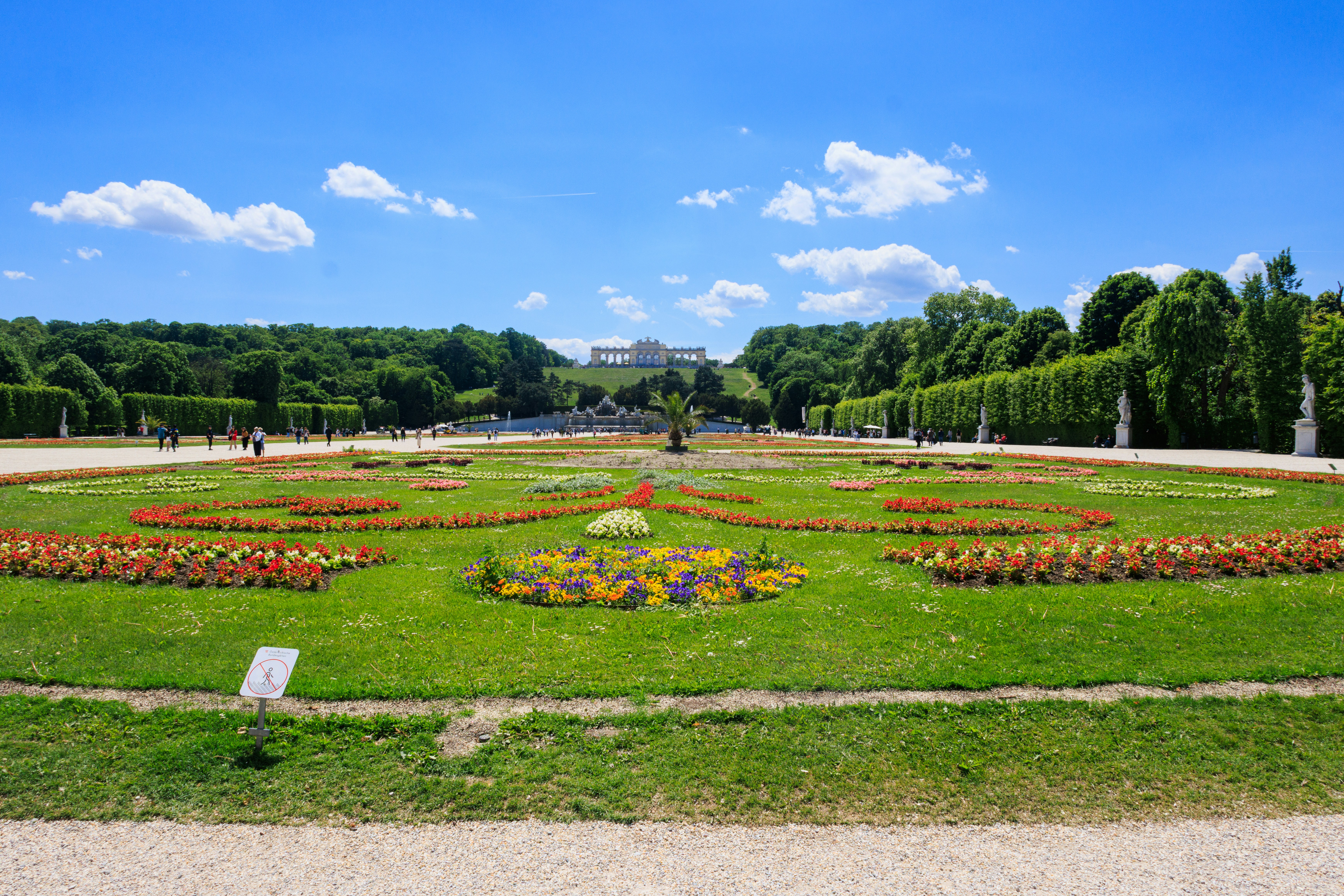 Symmetrical Flower Parterre Framing a Grand Avenue