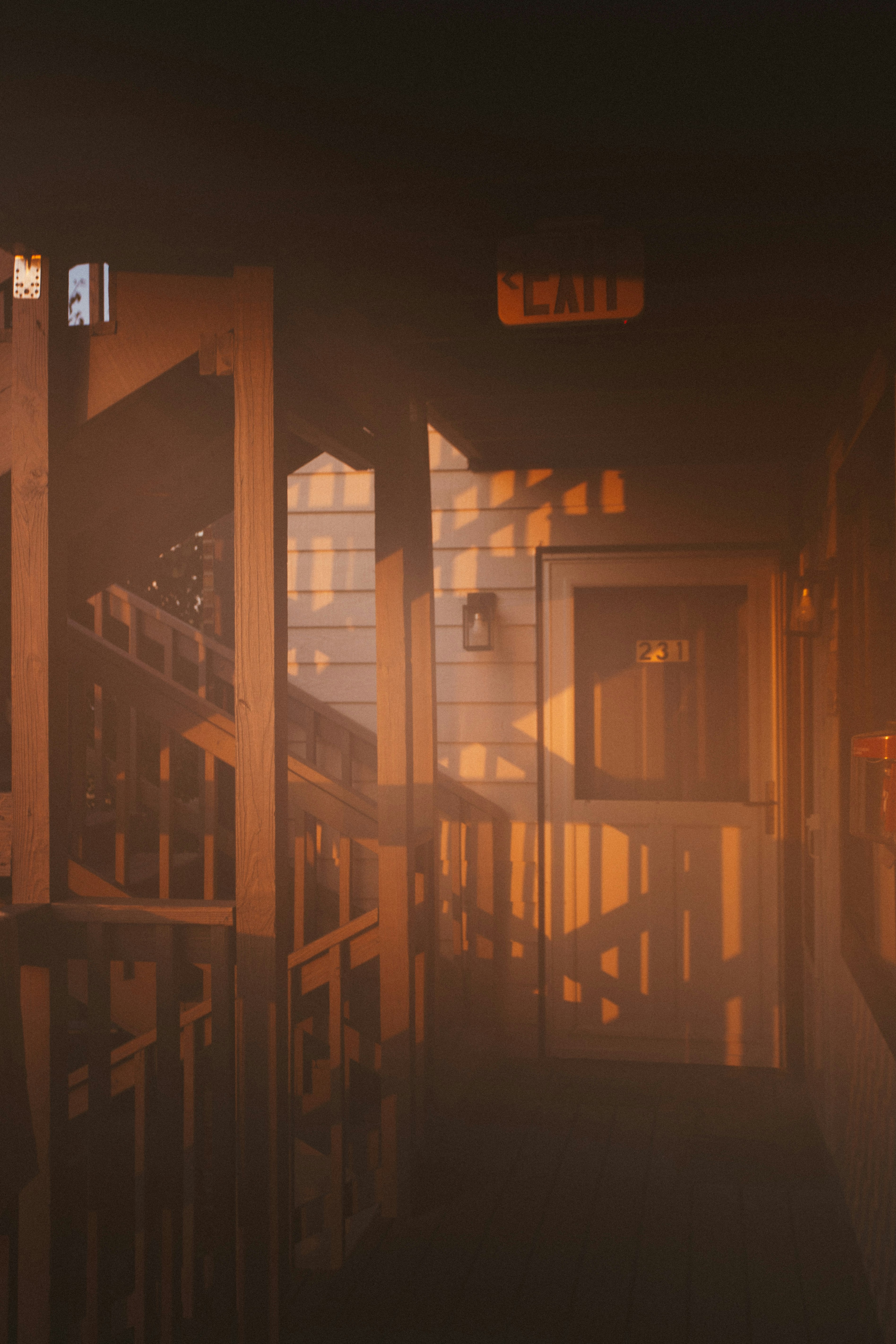 Golden Hour Through a Dim Hallway