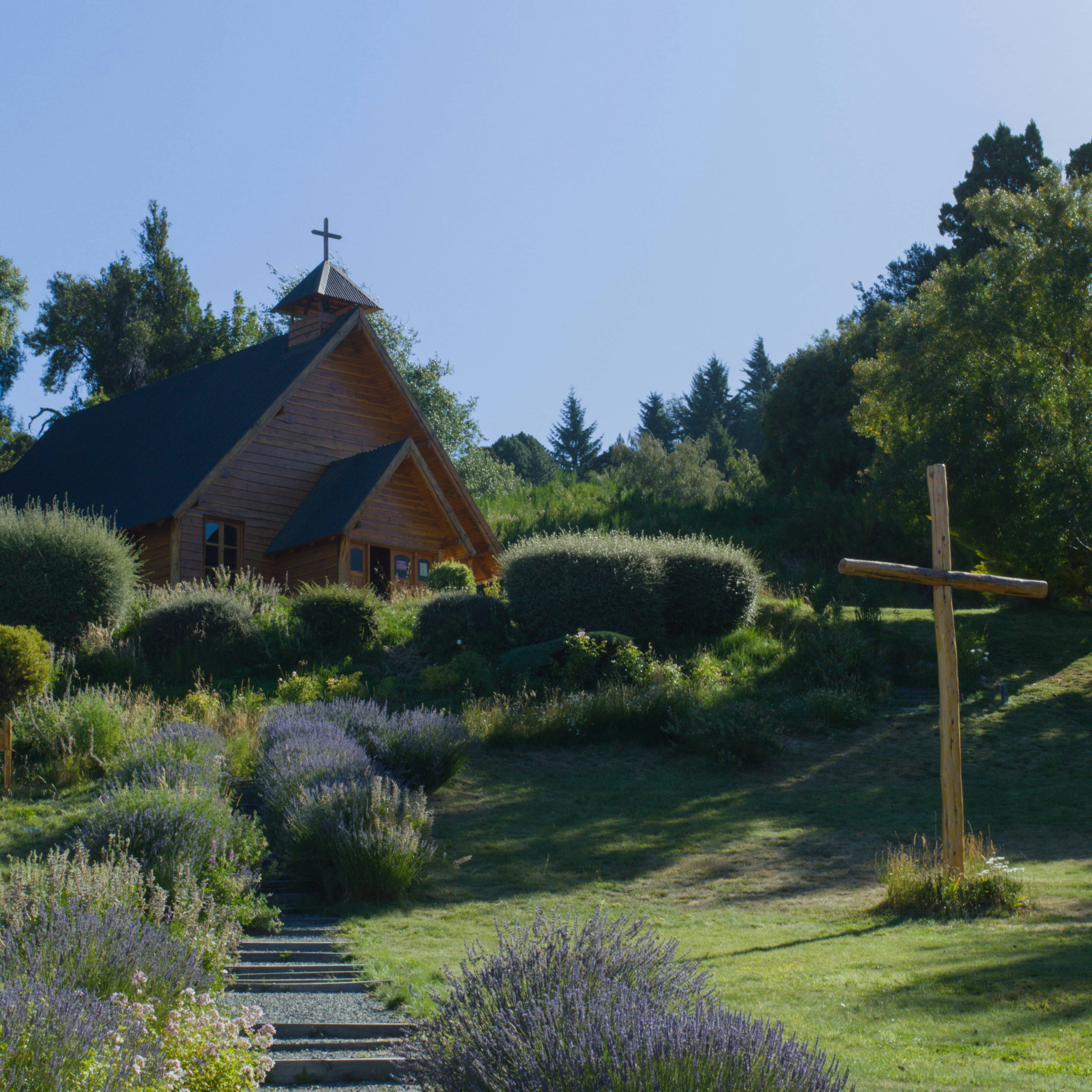 Sunlit Chapel Amid Lavender Fields