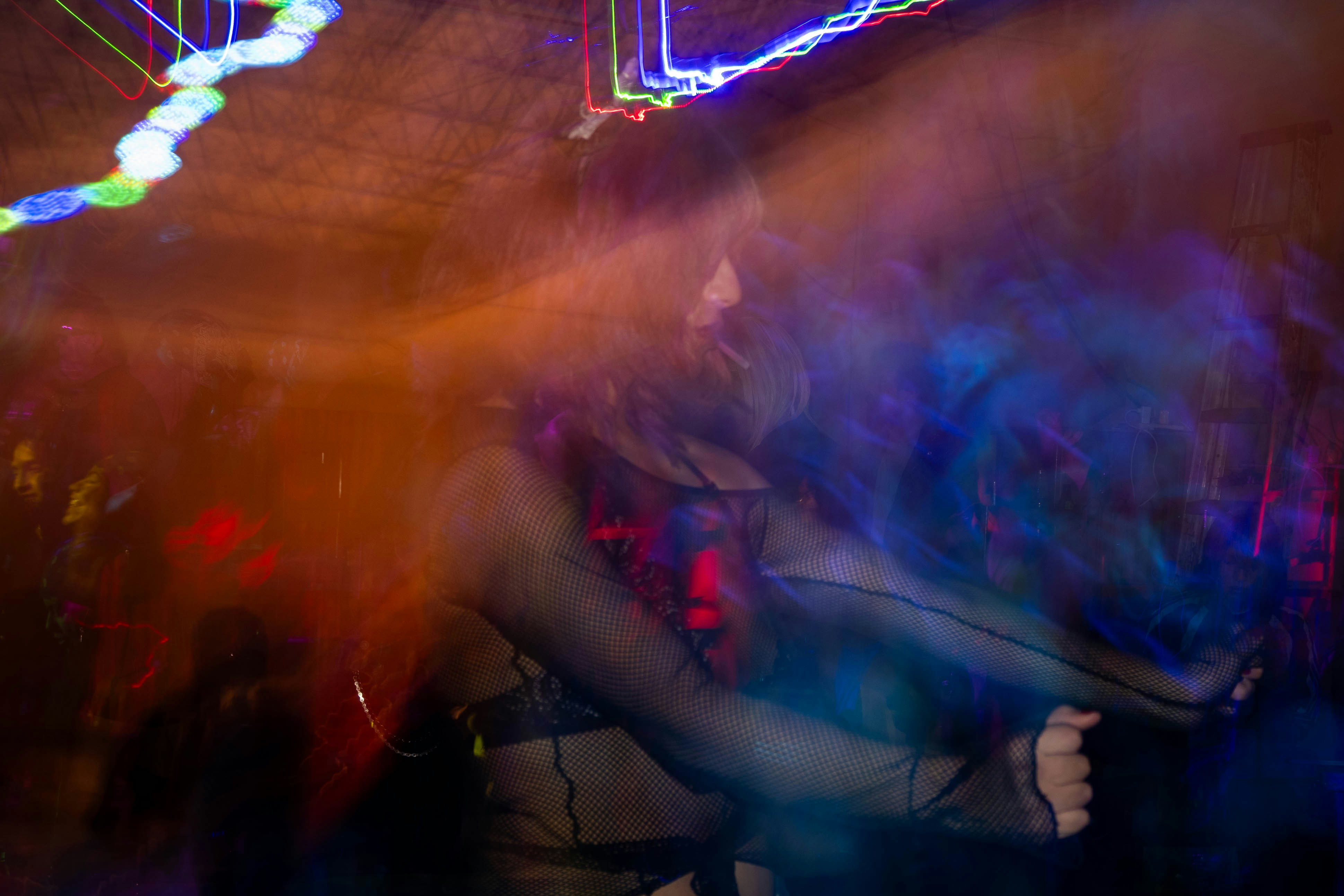 Neon Veil: A Nightclub Portrait in Motion