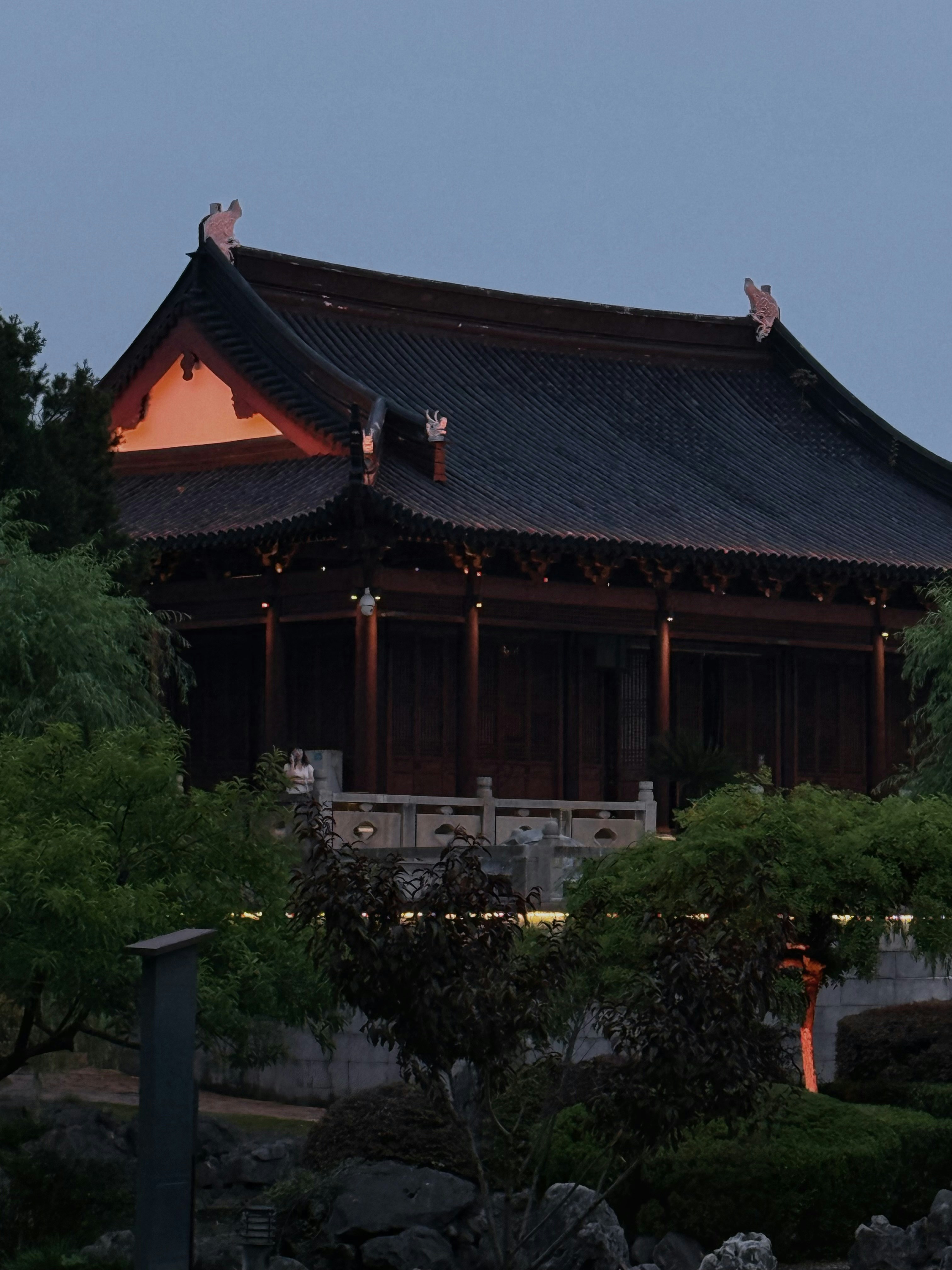 Temple Rooflines at Dusk: A Quiet Moment in the Japanese Garden