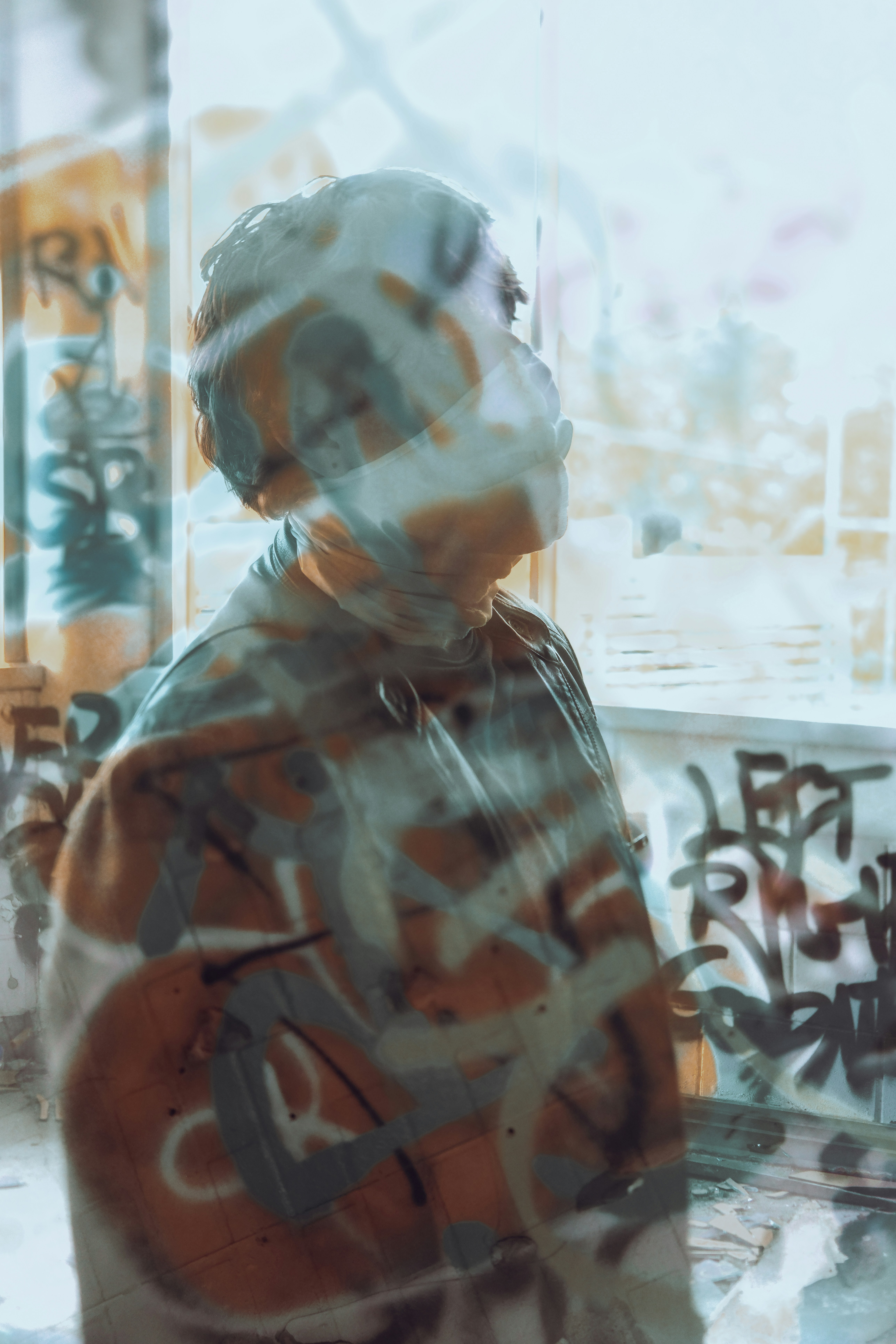 Veiled Portrait in Graffiti Glass
