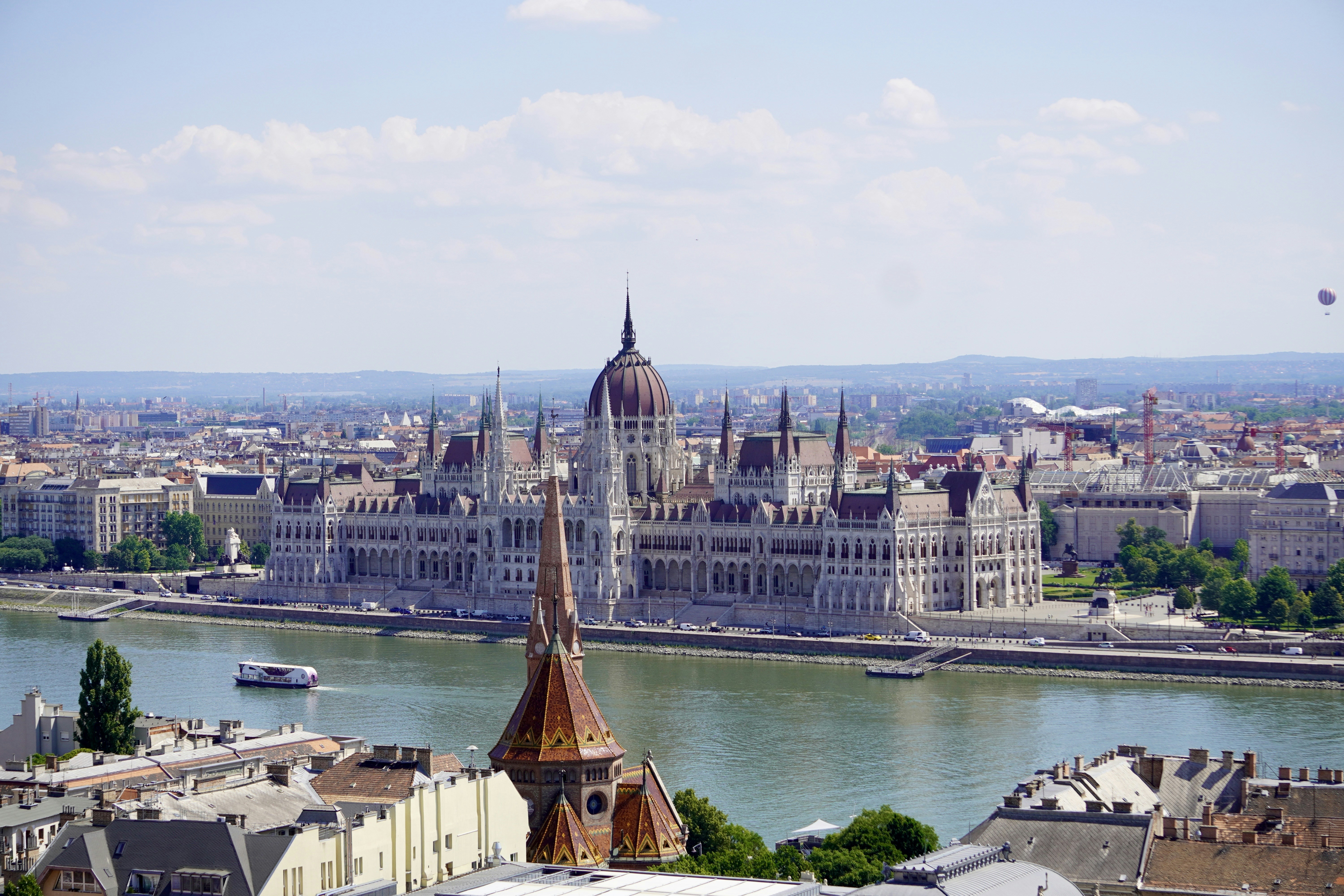 Budapest Across the Danube: Parliament's Silhouette at Noon