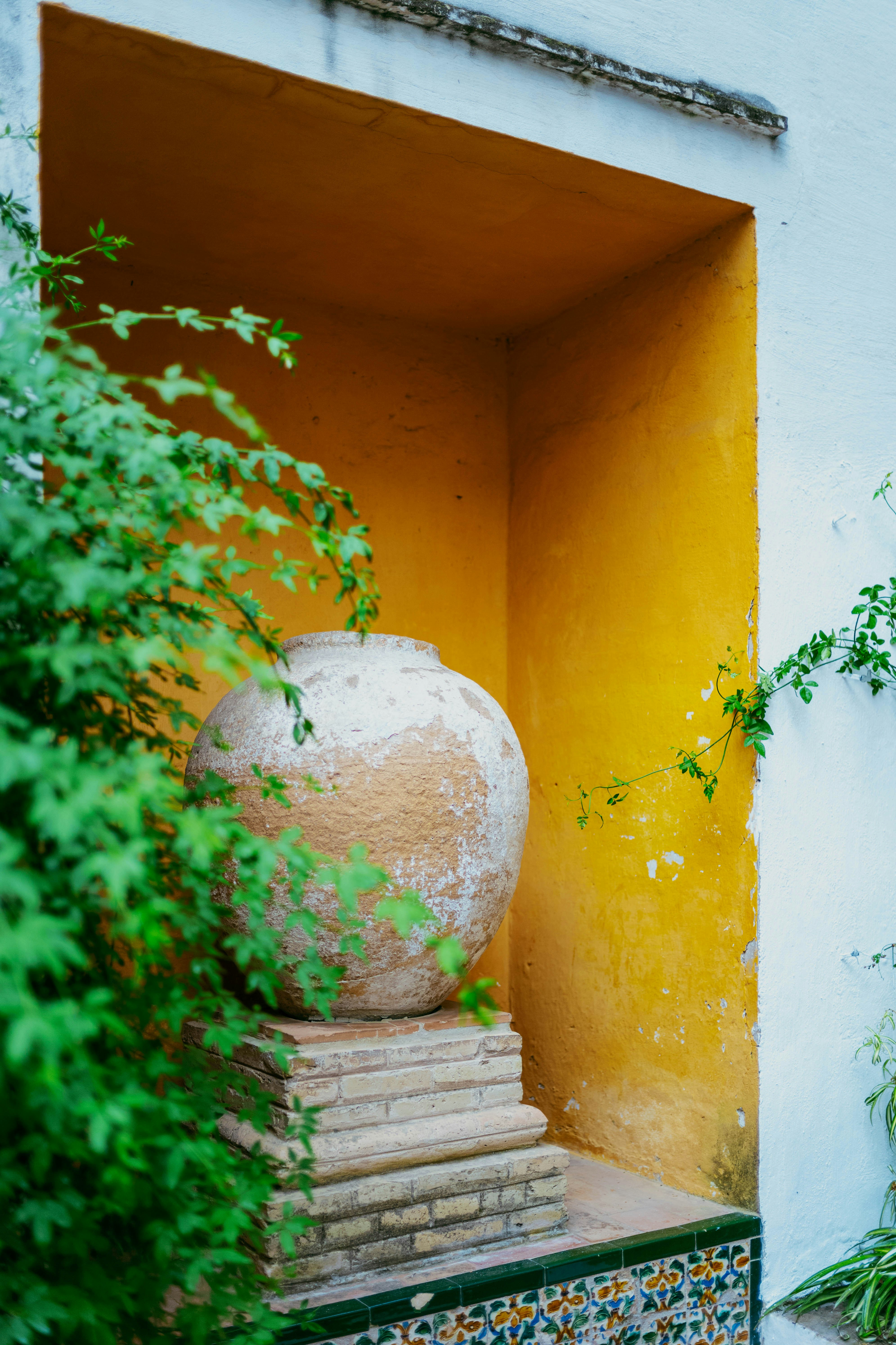 Terracotta Vessel in a Sunlit Niche