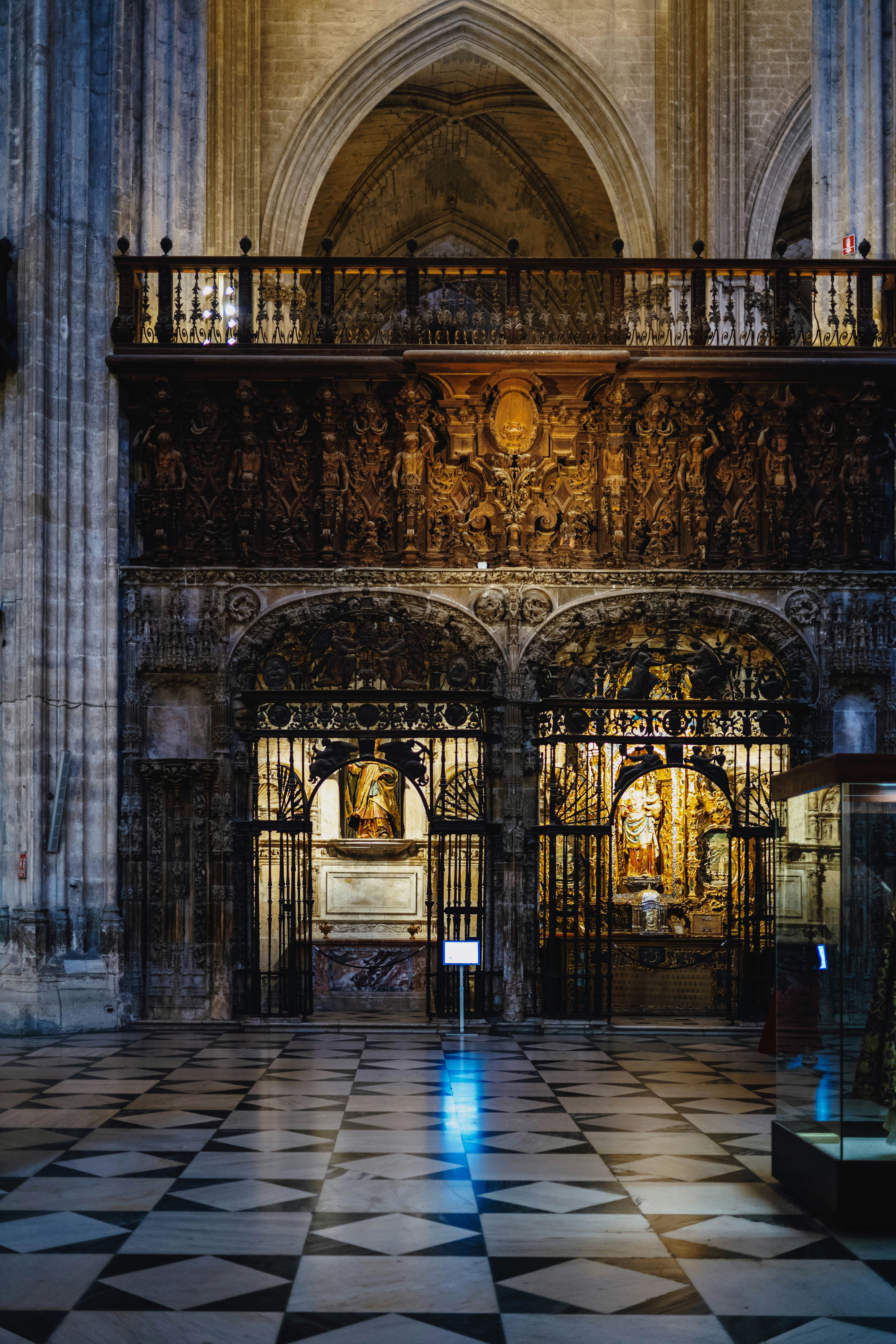 Gilded Baroque Niche Behind Checkered Marble Floors