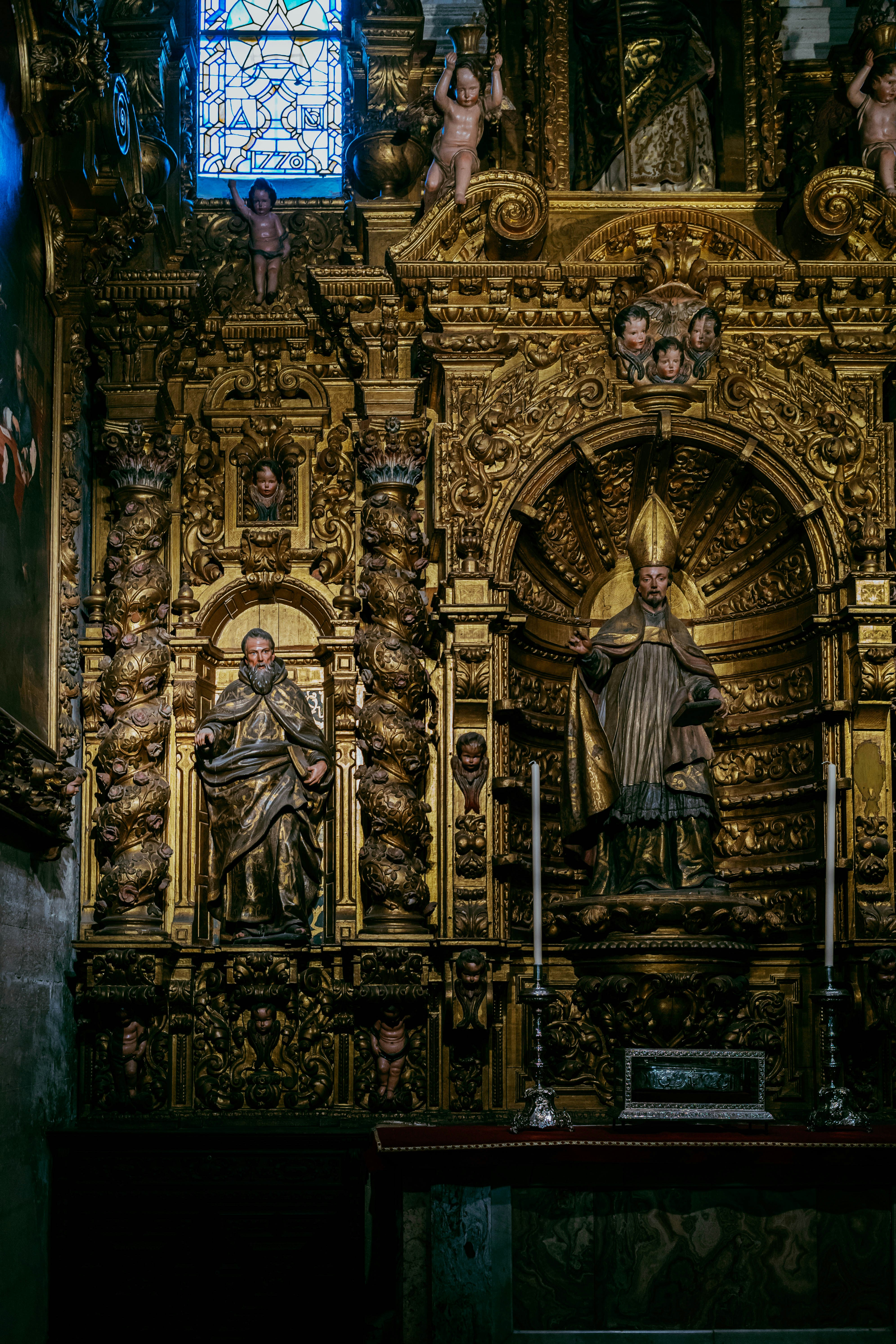Gilded Oratory: Gold Figures and Cherubs Witness Sacred Stillness