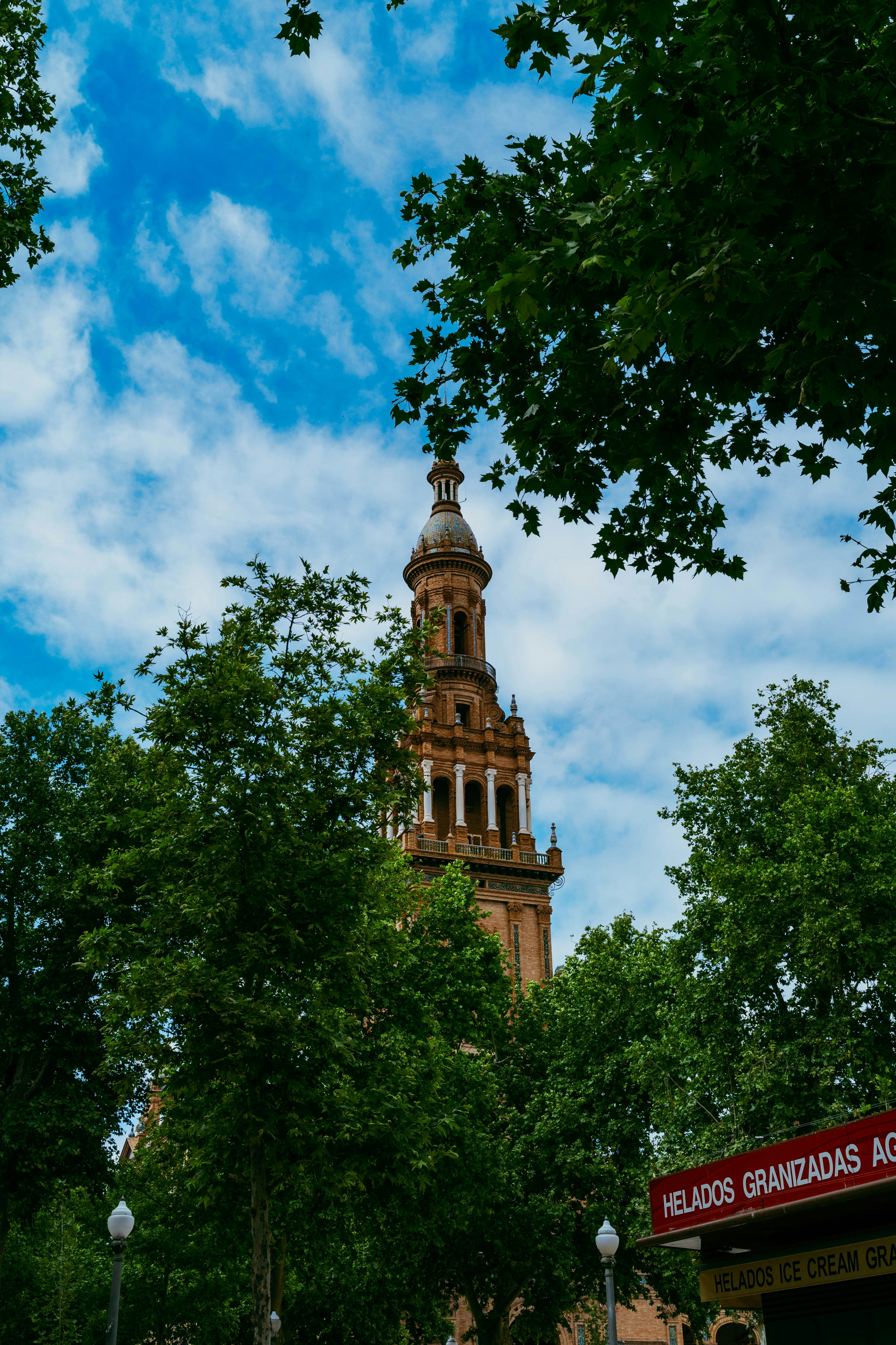 Towered Spire Rising Above Verdant Frame