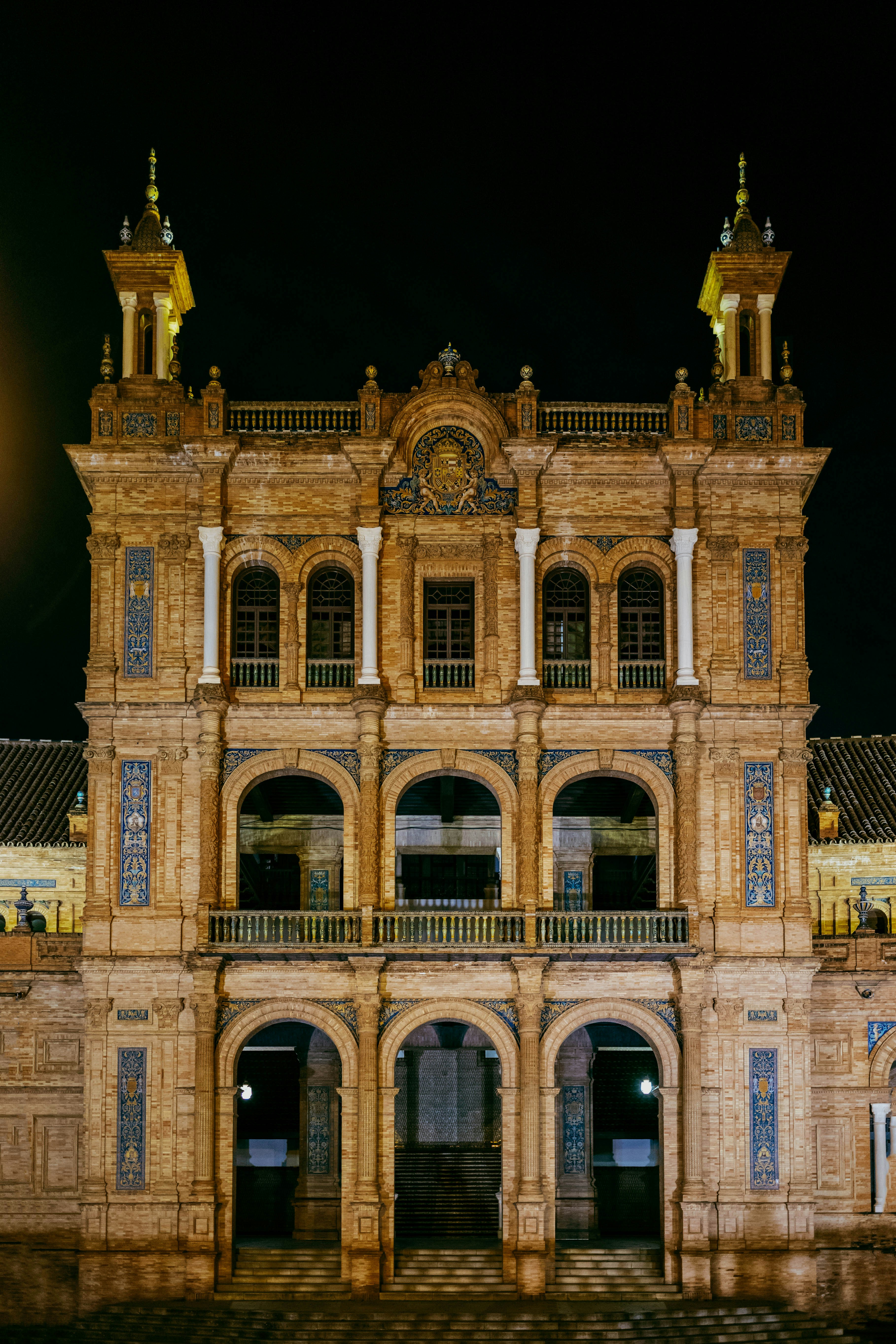 Night Facade Echoes: The Grand Archways of a Moorish Revival Landmark