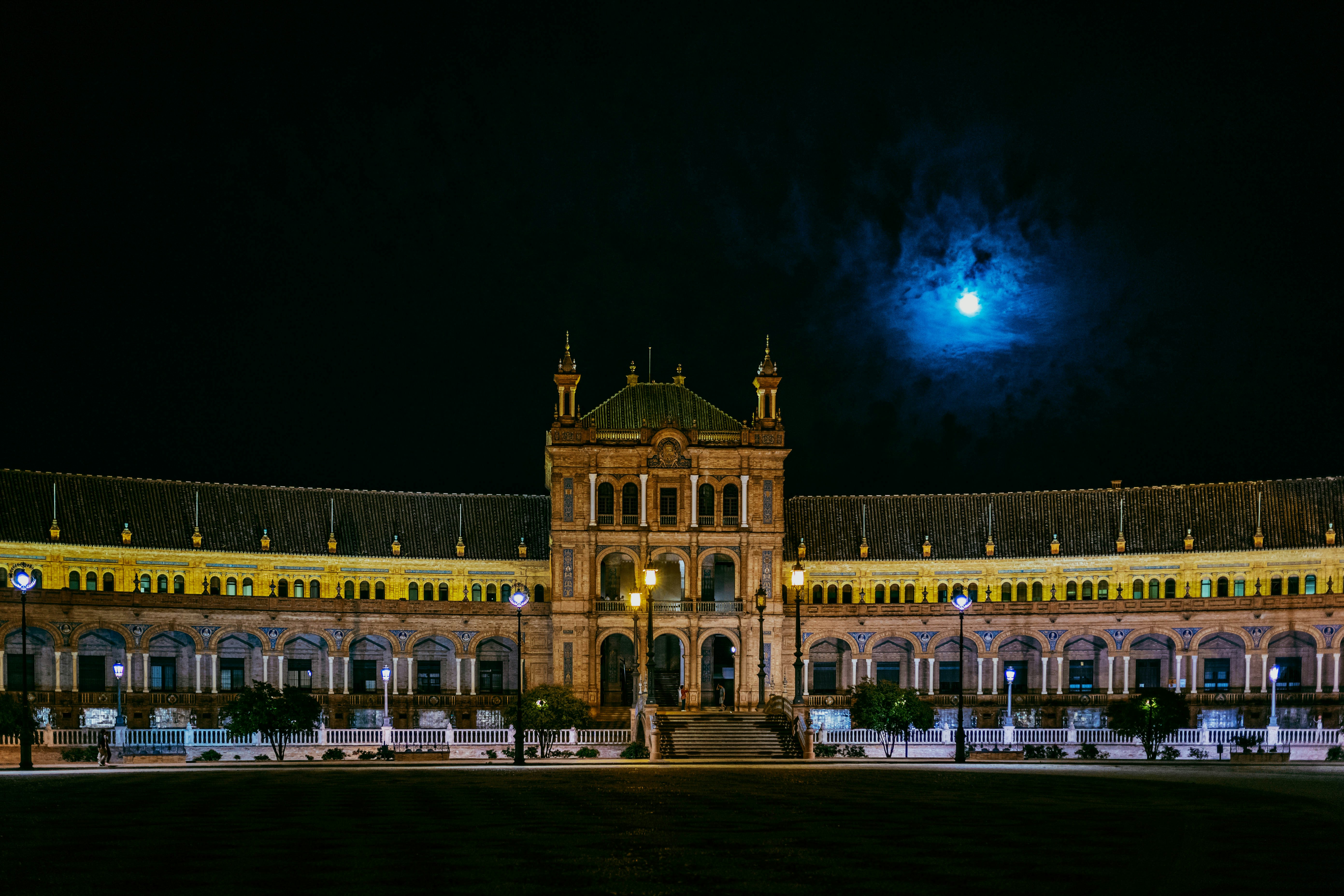 Midnight Frieze: The Triumphant Courtyard Under Moonlight