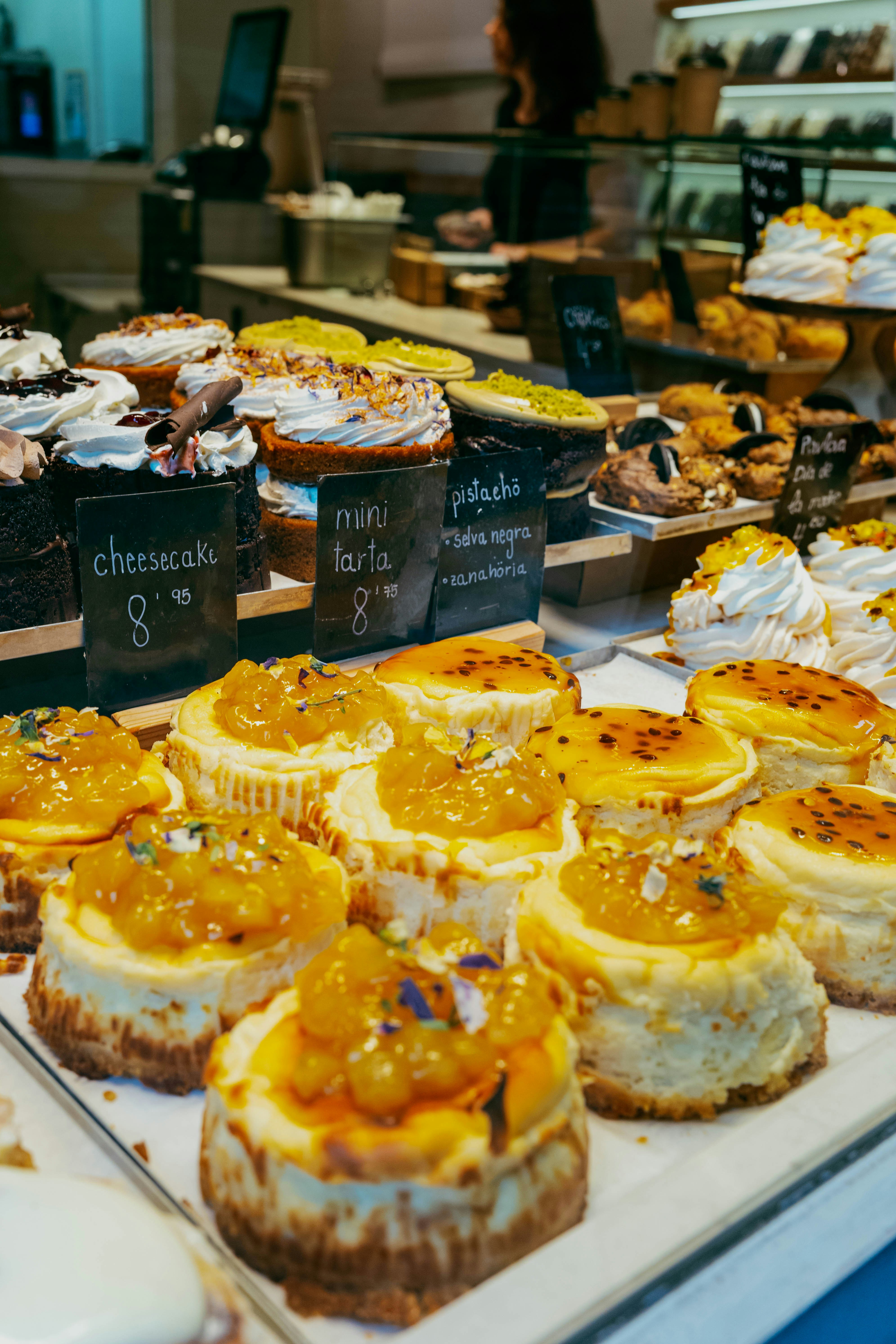 Sunlit Citrus Cream Pastries in a Glass Display