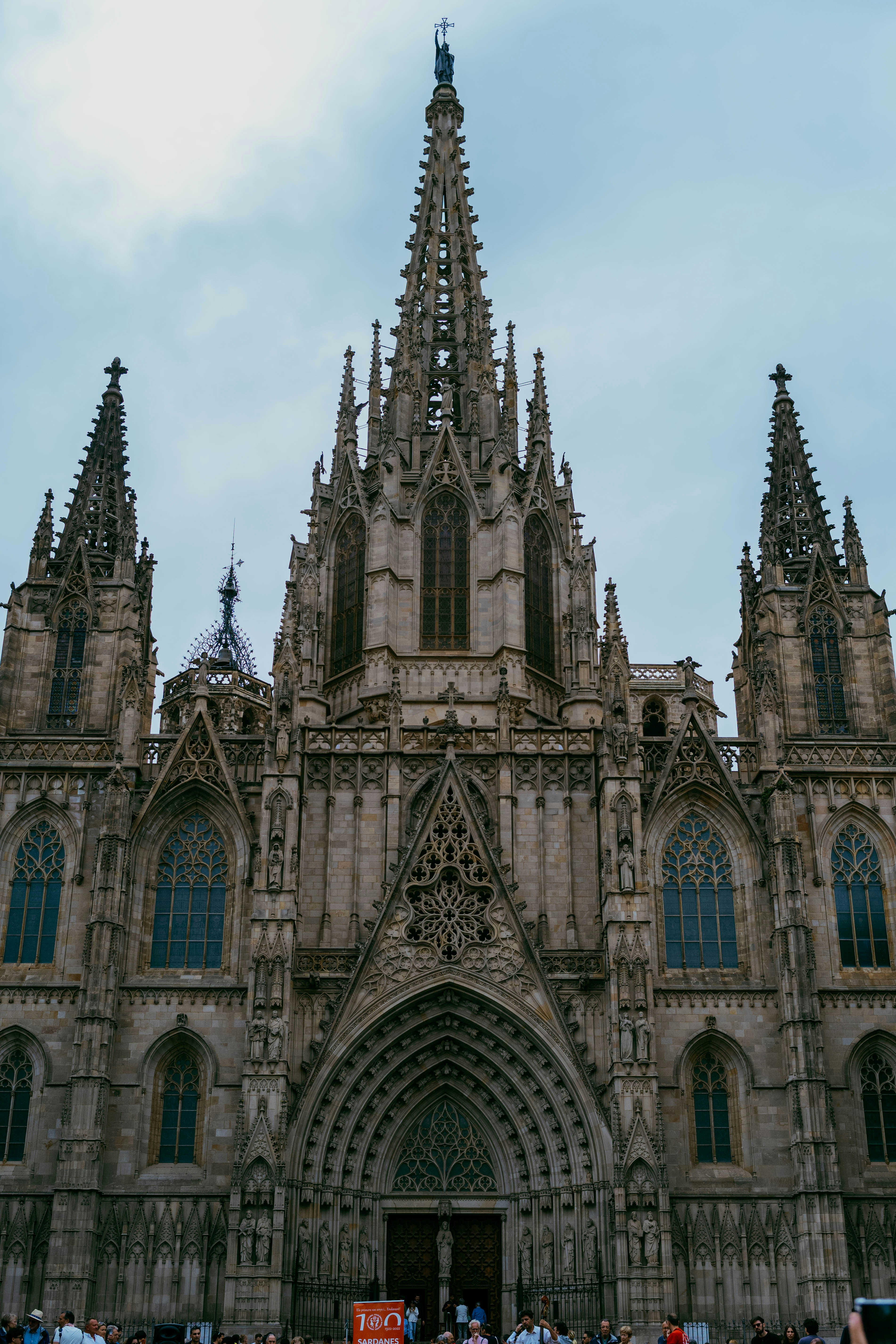 Gothic Grandeur: A Cathedral Facade Reaching Toward the Sky