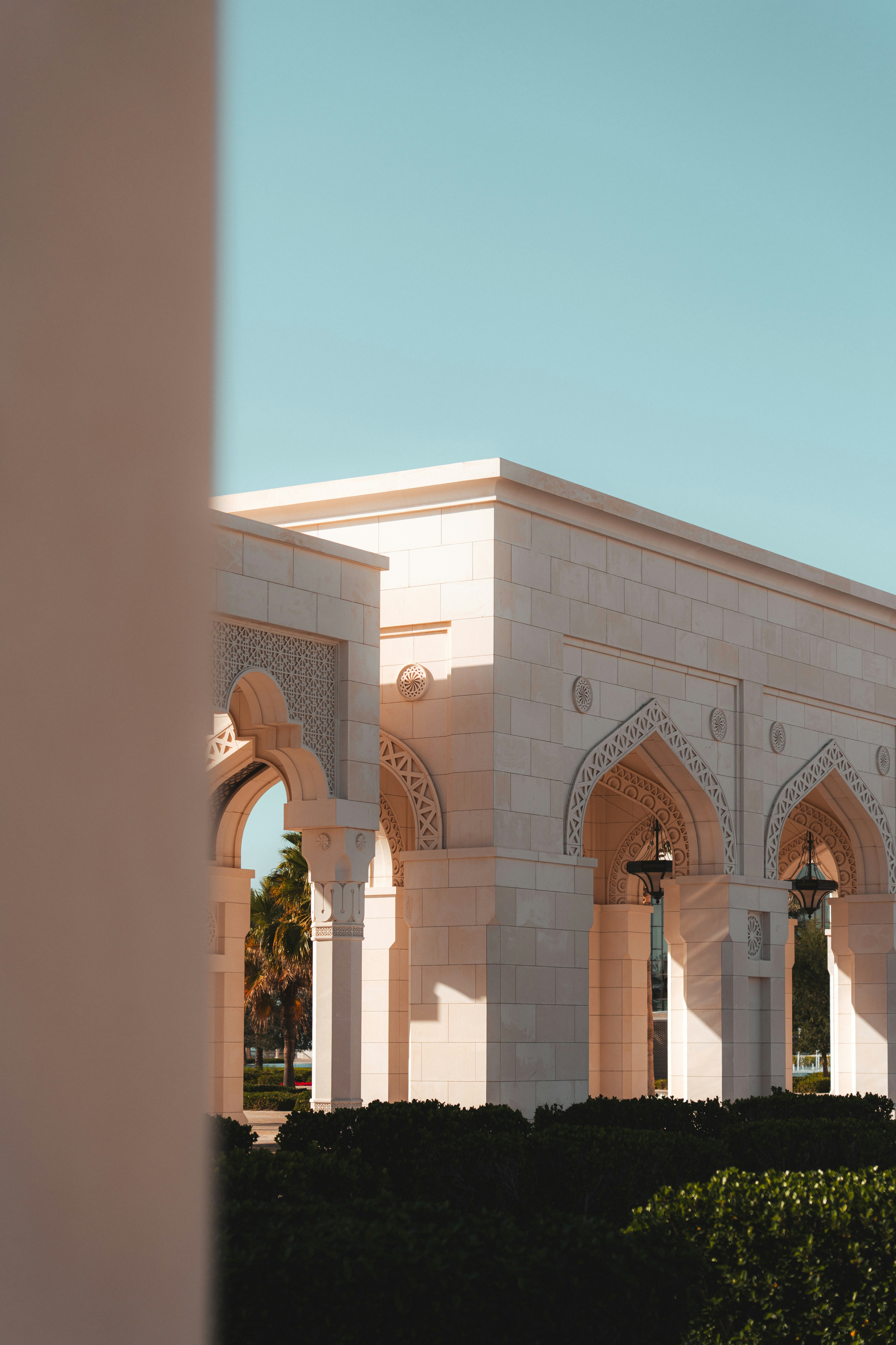  arches of marble morning light framed by a solitary column