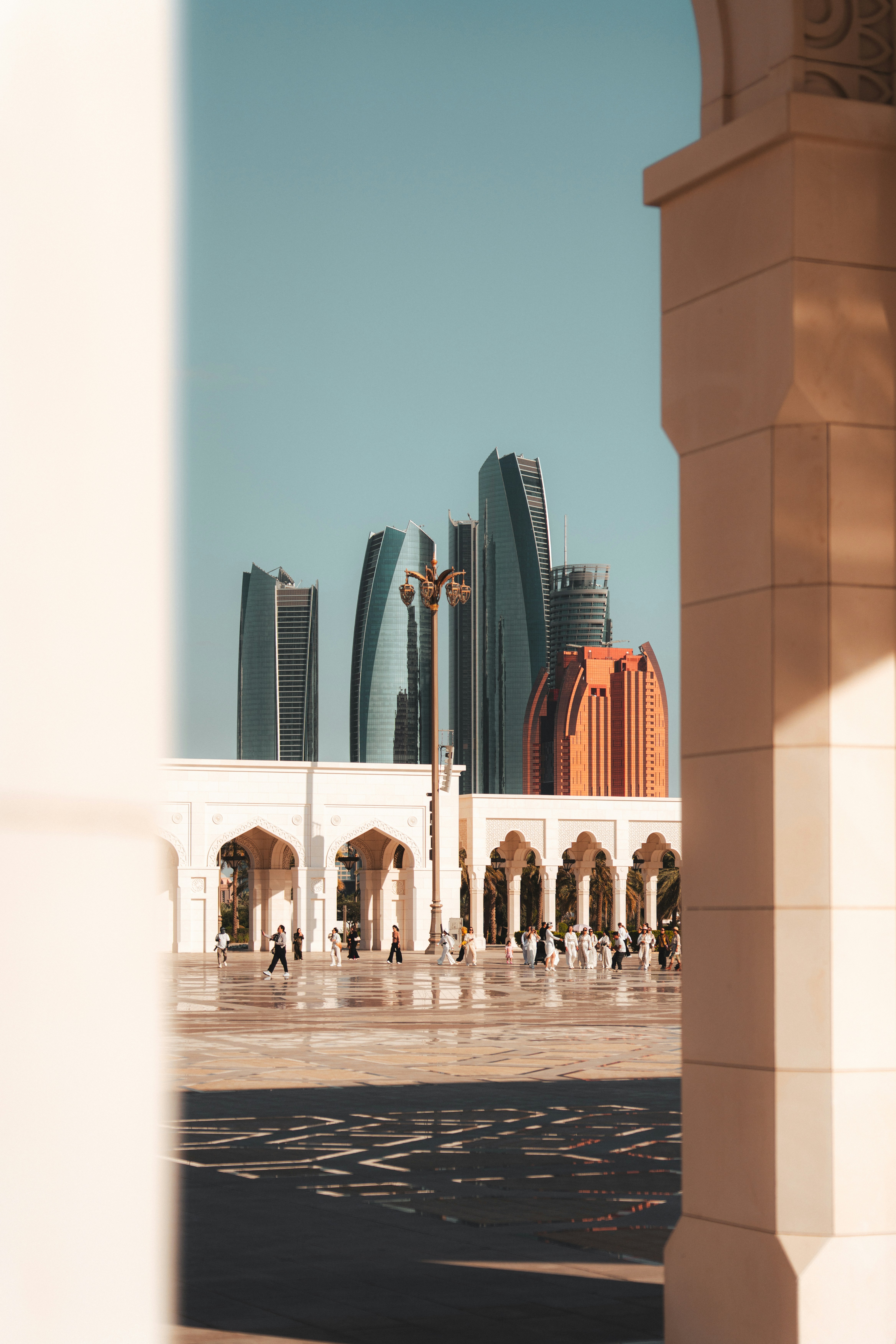 Desert Courtyard Echoes: Skyscrapers Framing an Open Plaza