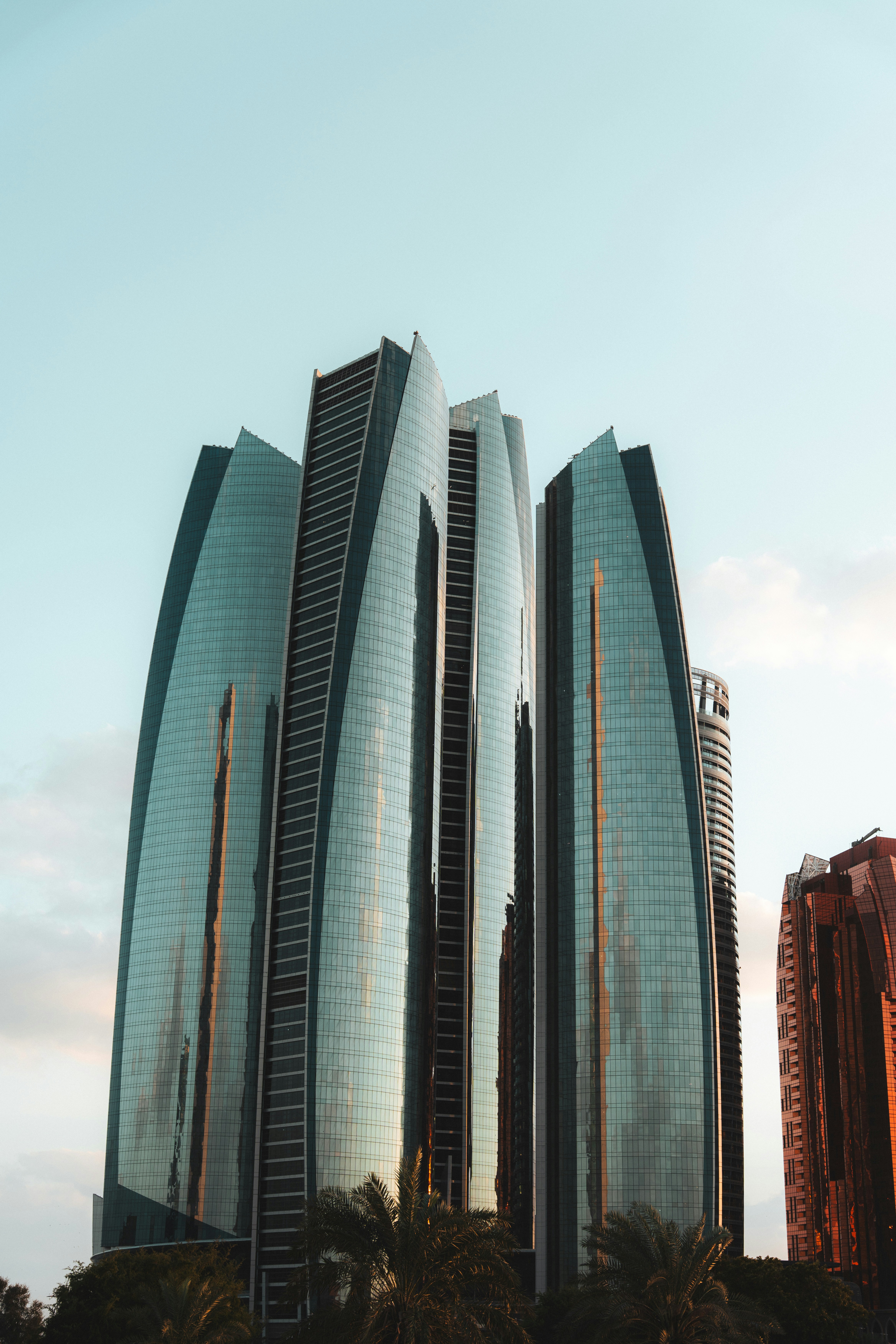 Vertical Glass Monoliths: Reflections and Sky