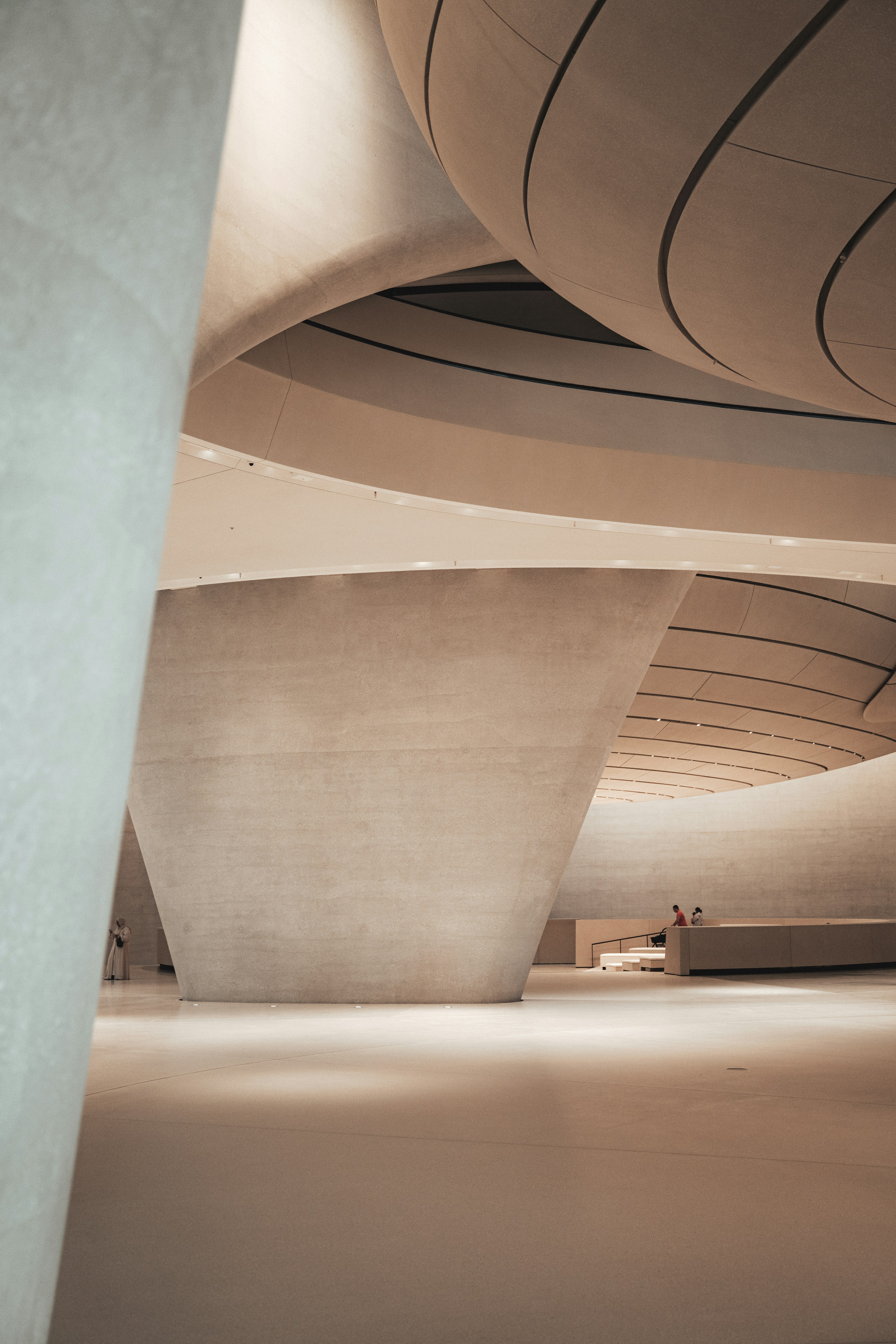 Curved Concrete Cathedral: An Urban Ballet of Lines and Light