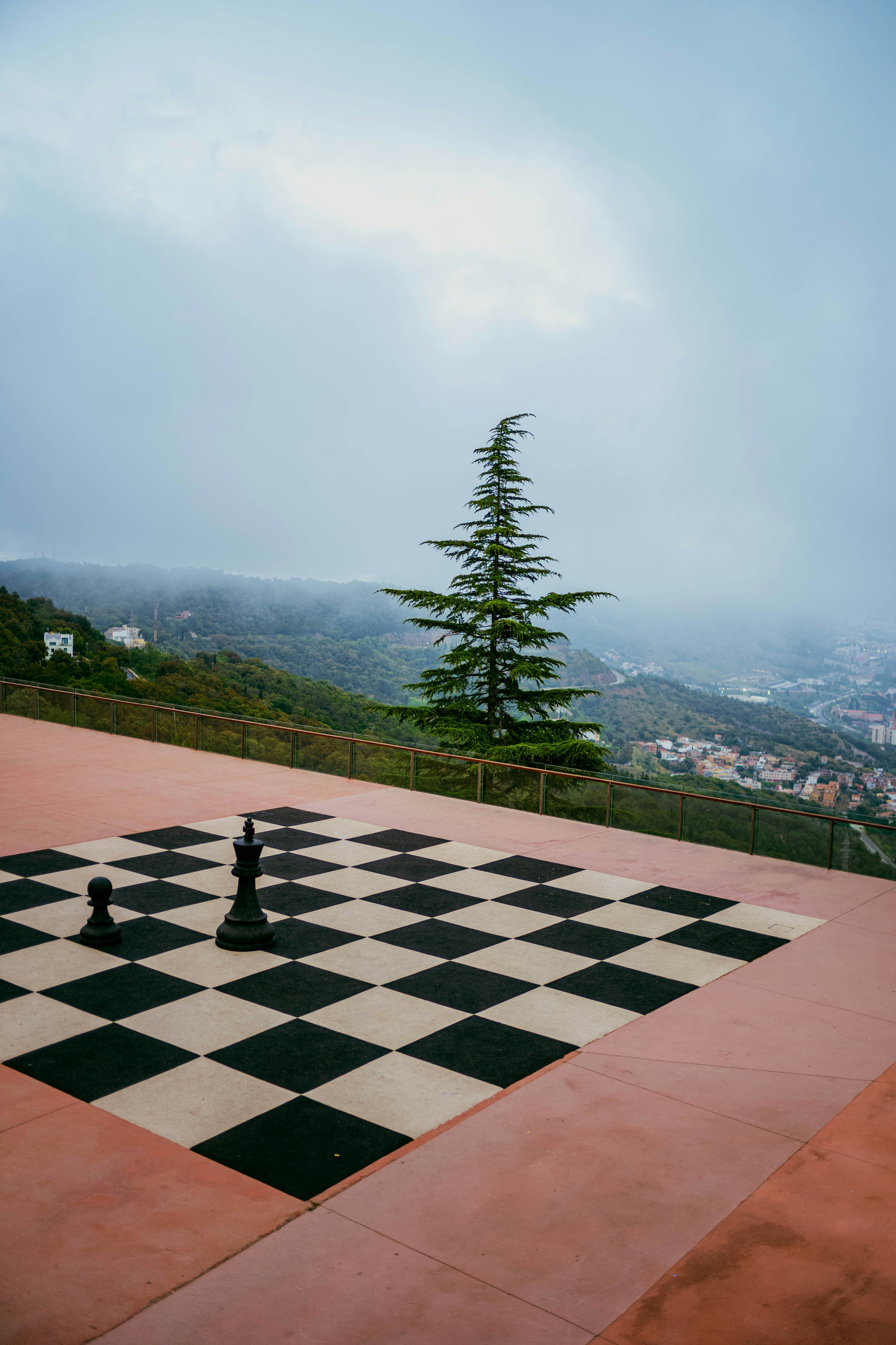Lonely King on the Terrace: A Chessboard Overlooking the Valley
