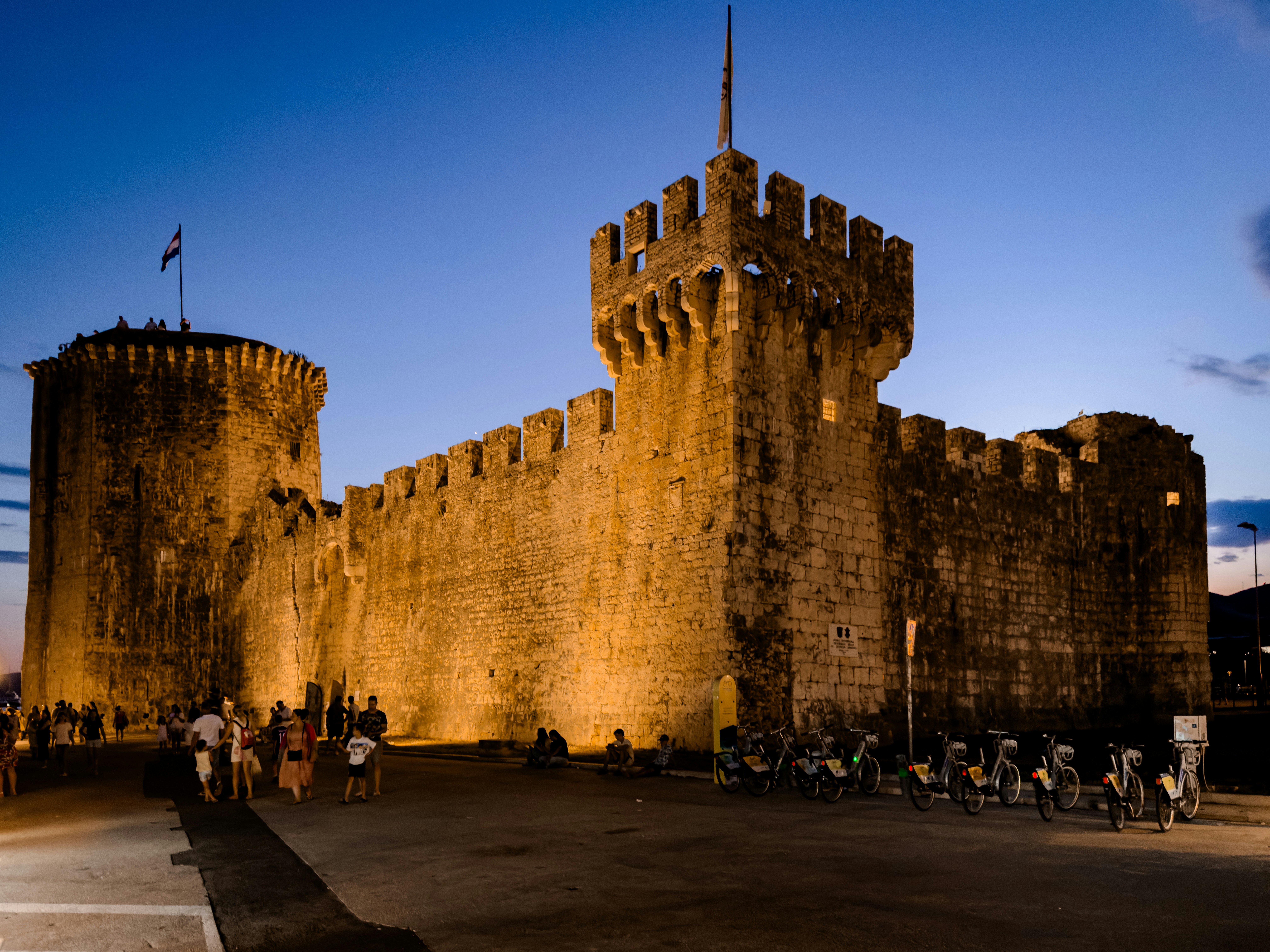 Golden Hour Bastion: A Nightfall View of the Fortress